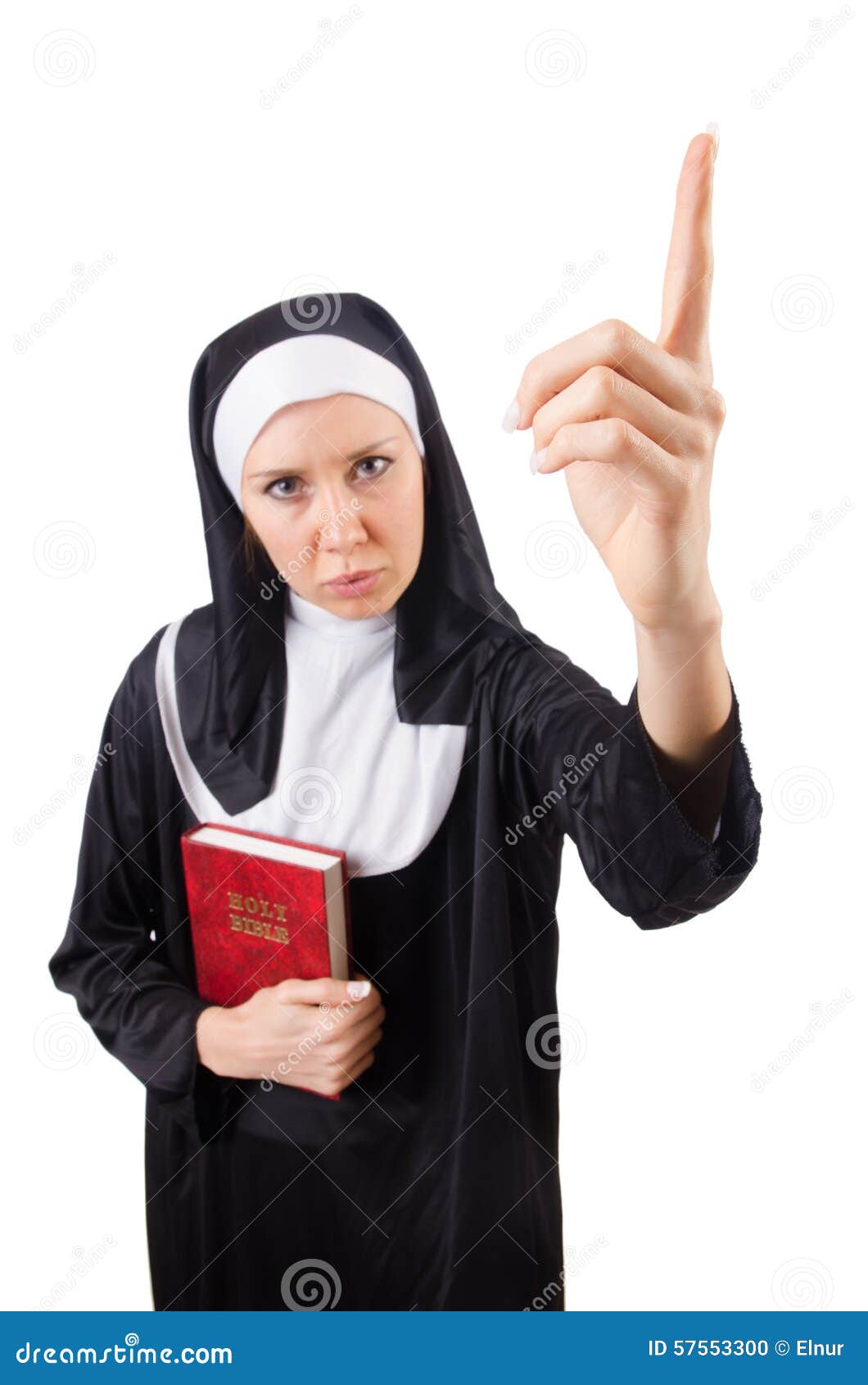 Pretty Nun with Bible Isolated on the White Stock Photo - Image of ...
