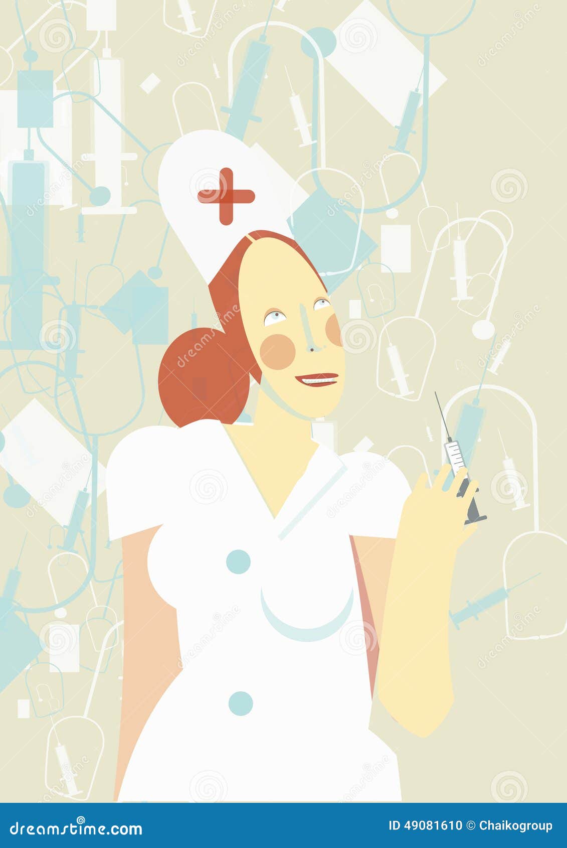 Pretty Nurse Holding a Syringe Stock Illustration - Illustration of ...