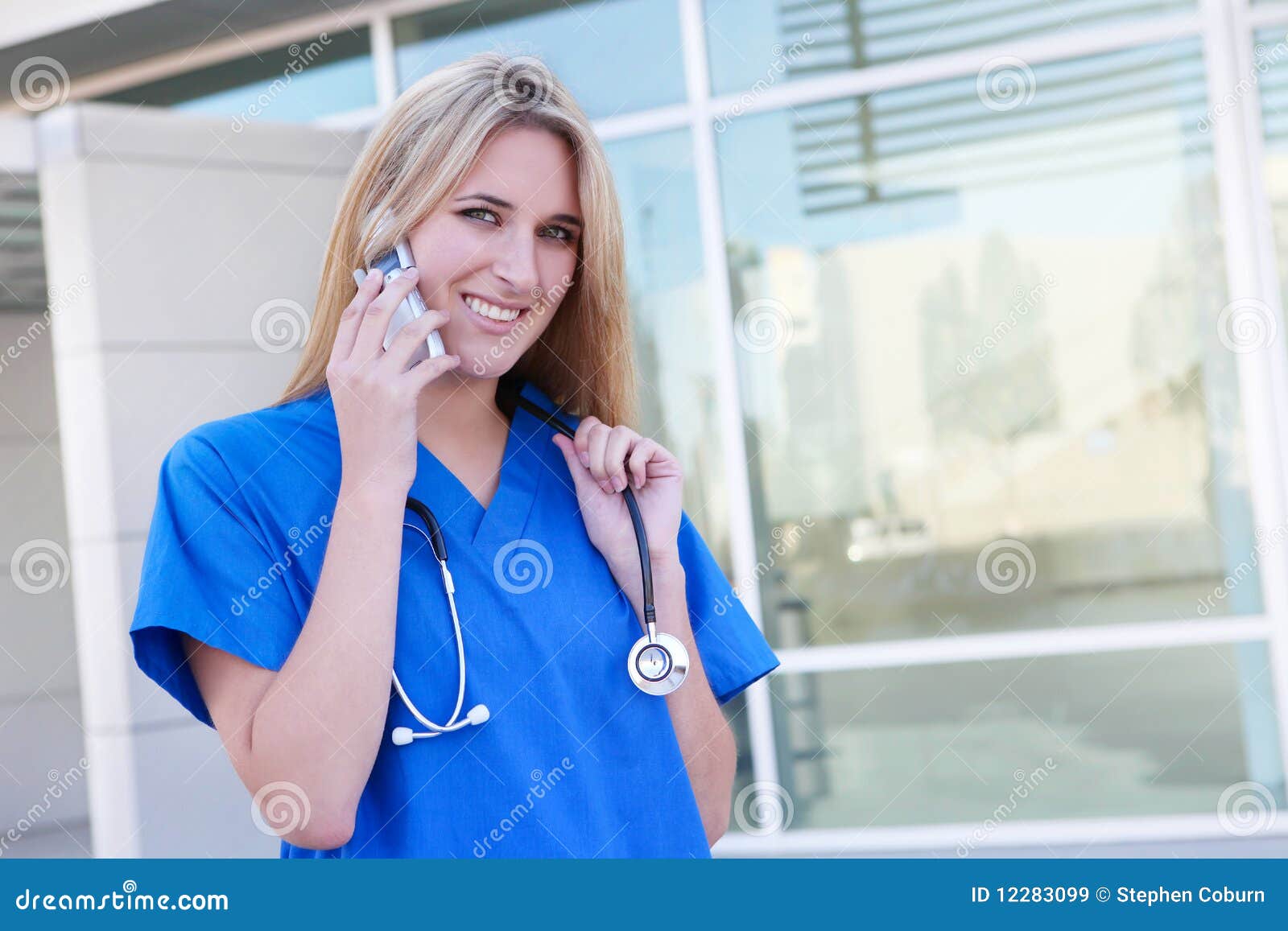 Pretty Nurse at Hospital stock image. Image of professional - 12283099