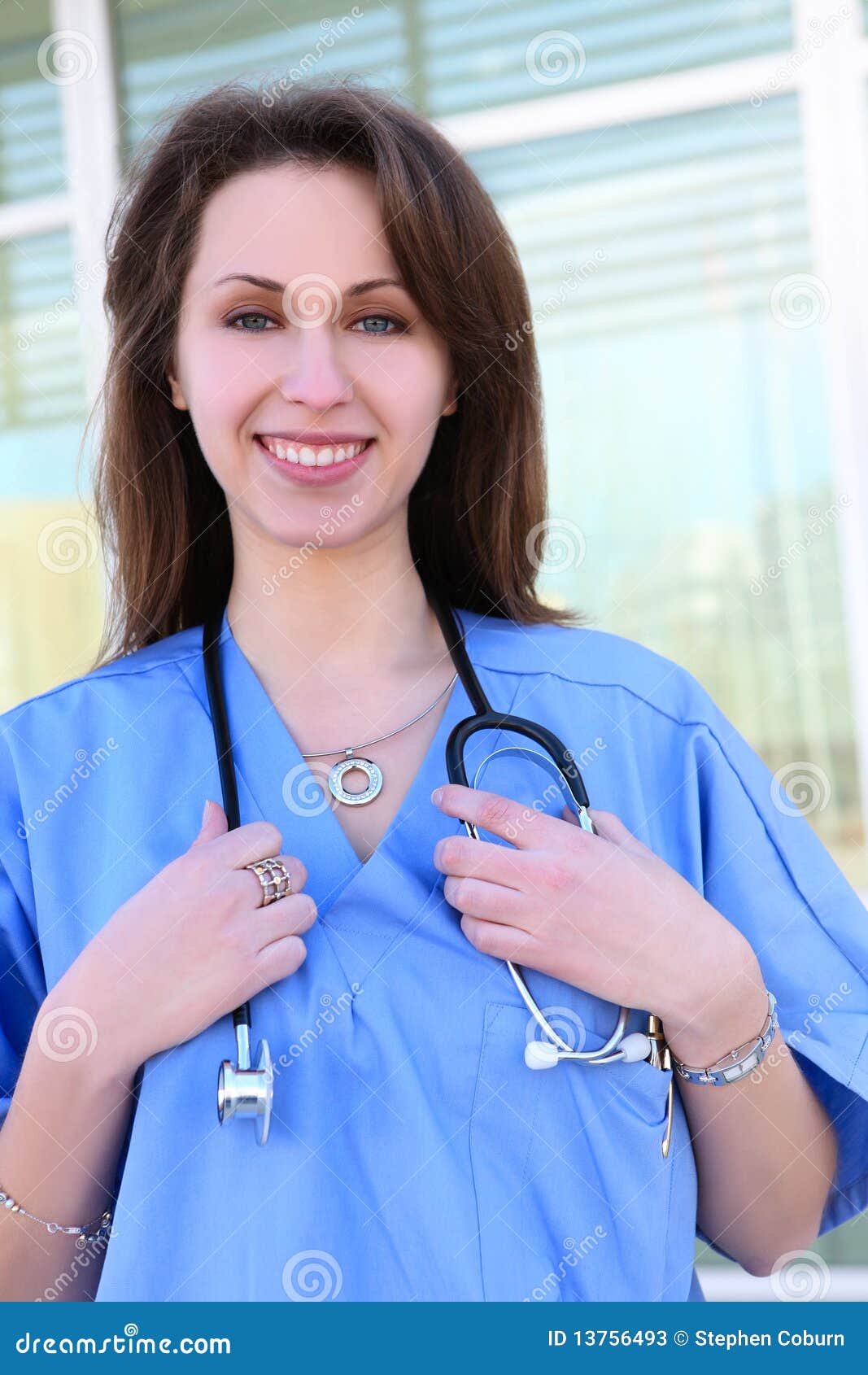 Pretty Nurse at Hospital stock image. Image of white - 13756493