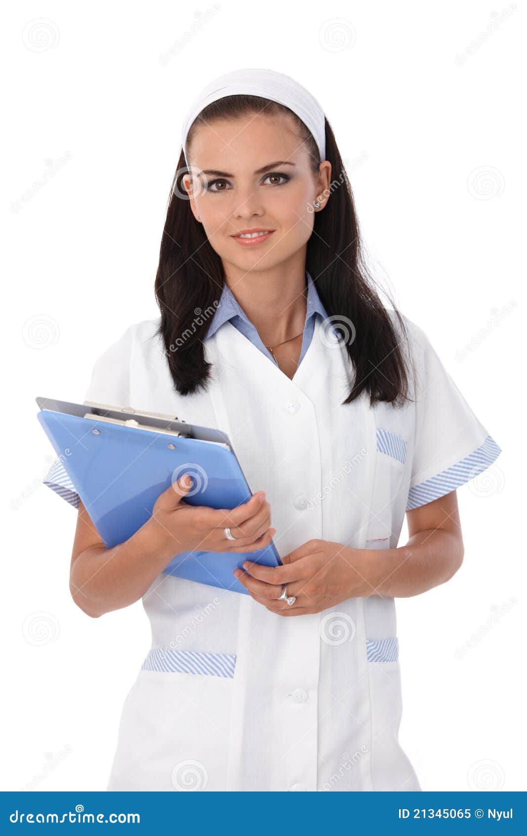 Pretty nurse with papers stock image. Image of happy - 21345065