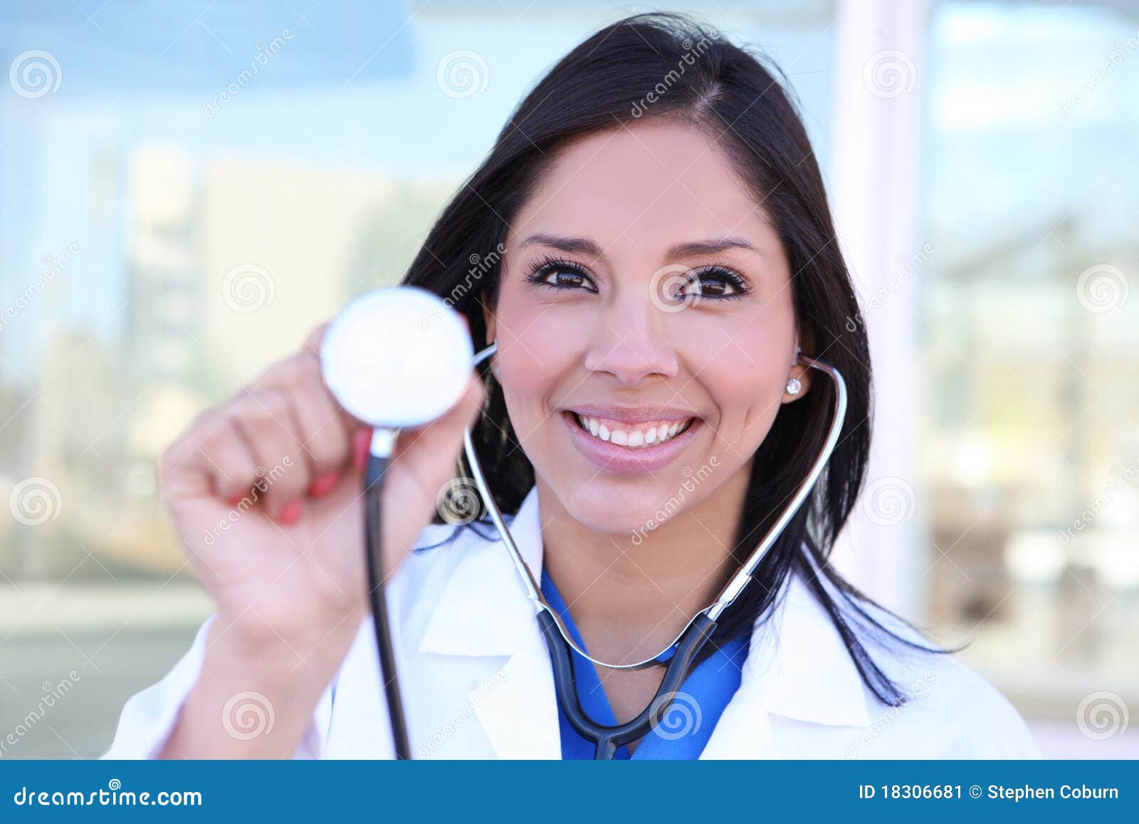 Pretty Nurse with Stethoscope Stock Image - Image of female, life: 18306681