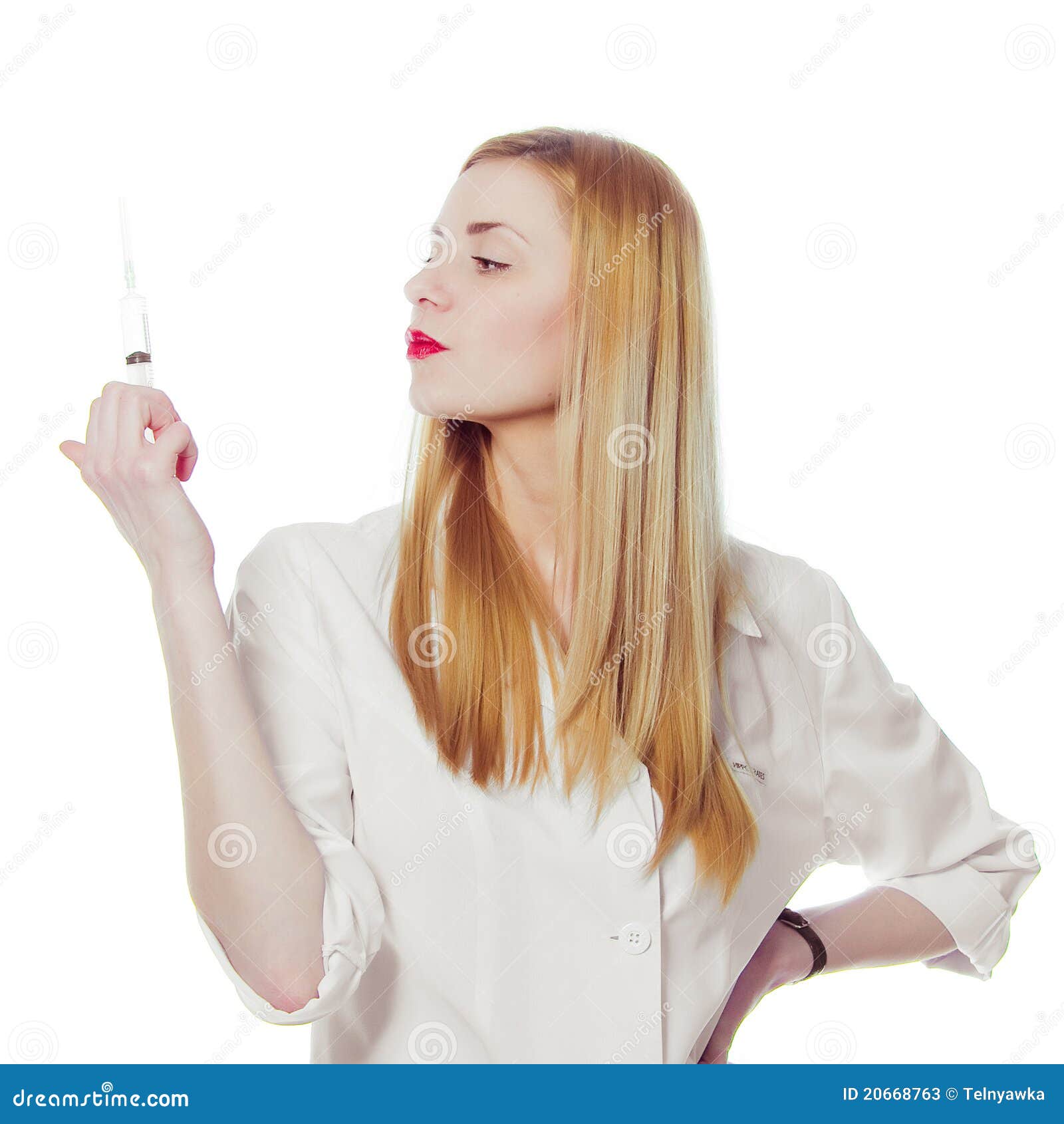 Pretty nurse with syringe stock image. Image of health - 20668763