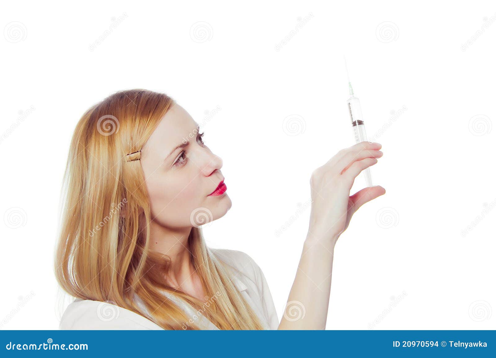 Pretty nurse with syringe stock photo. Image of career - 20970594