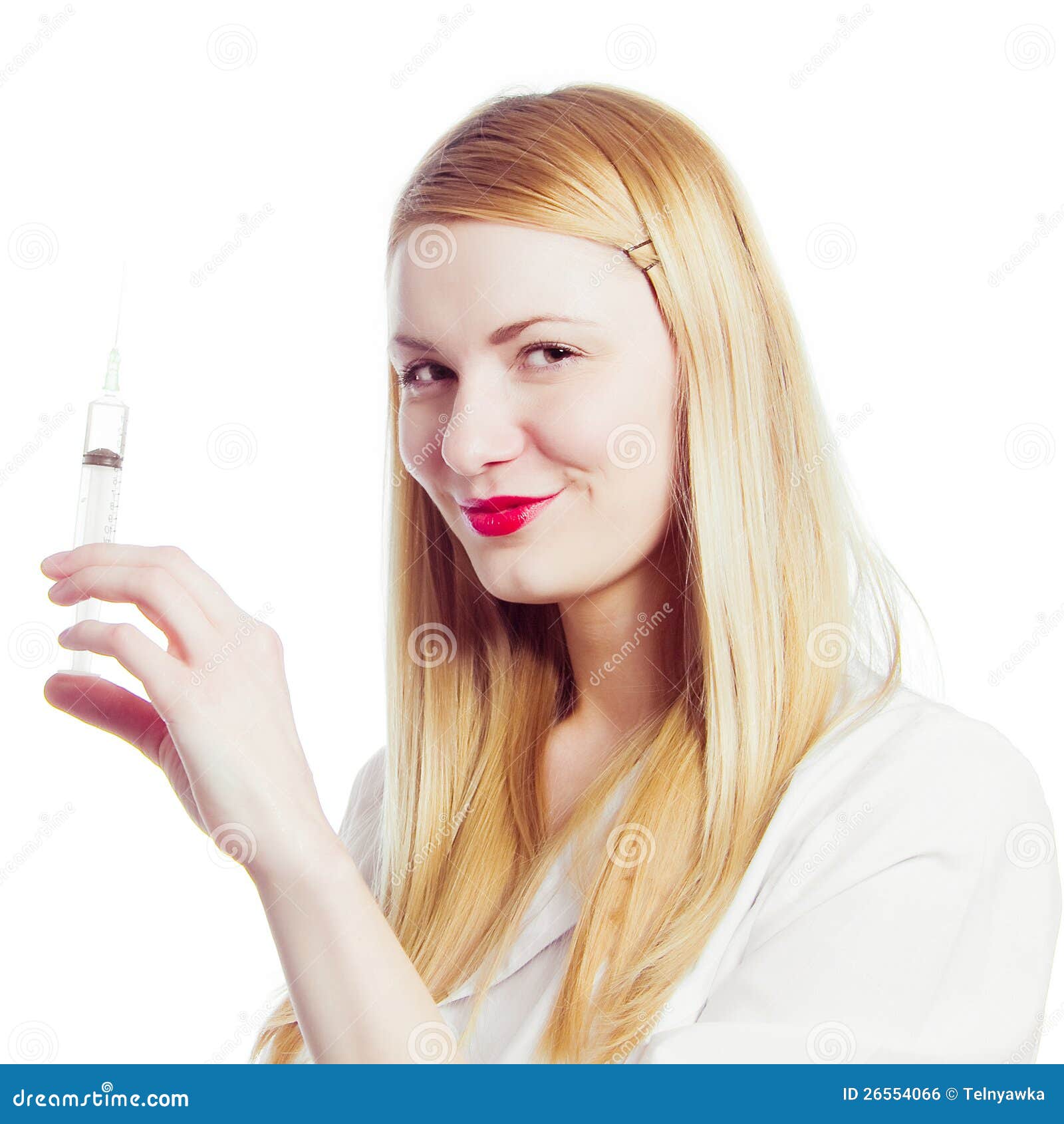 Pretty nurse with syringe stock photo. Image of medicine - 26554066