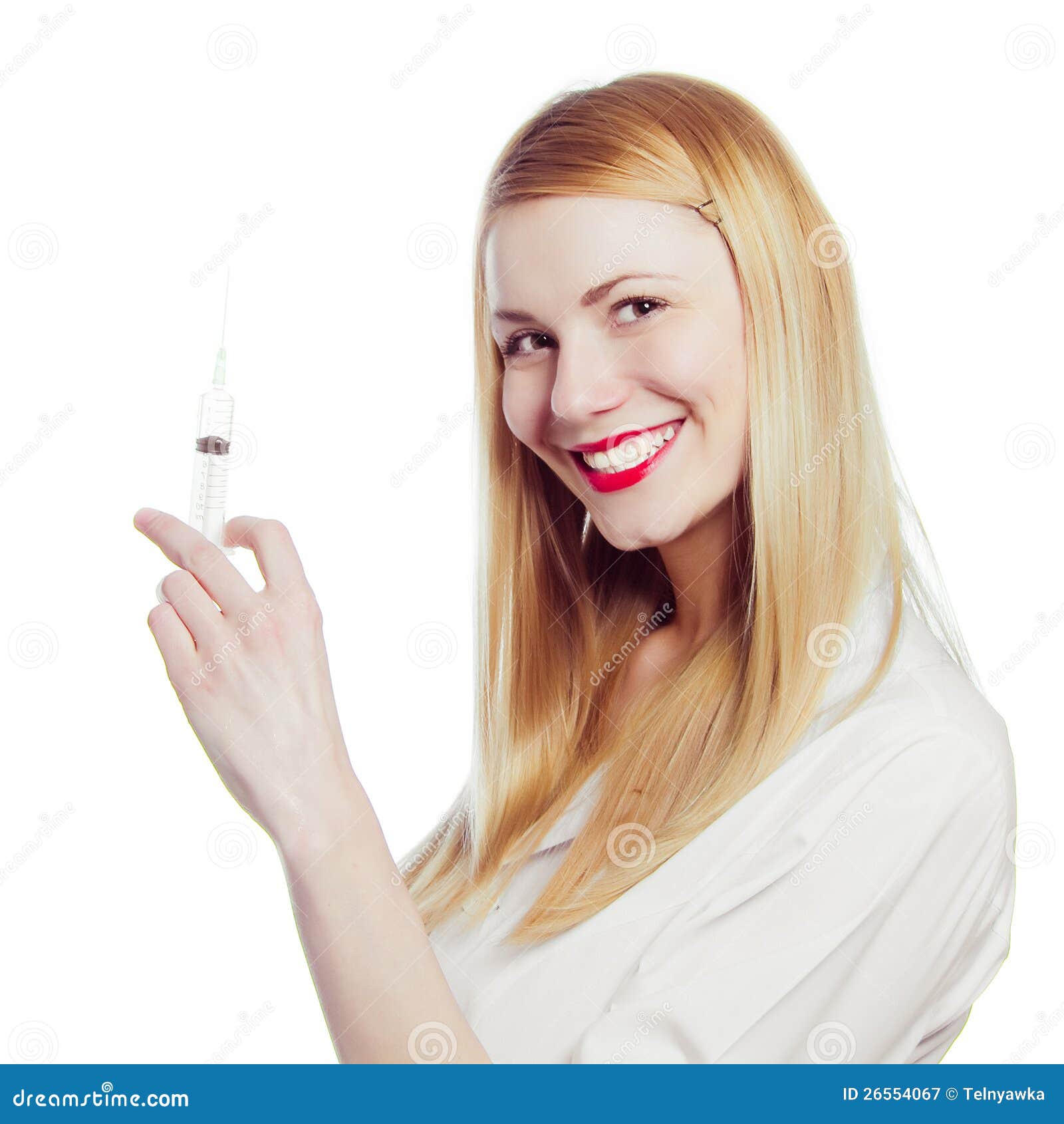 Pretty nurse with syringe stock image. Image of practitioner - 26554067