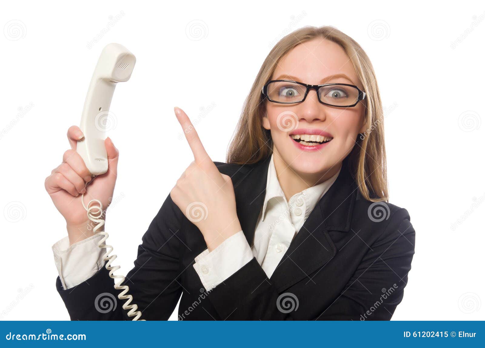 The Pretty Office Employee Holding Phone Isolated Stock Image - Image ...