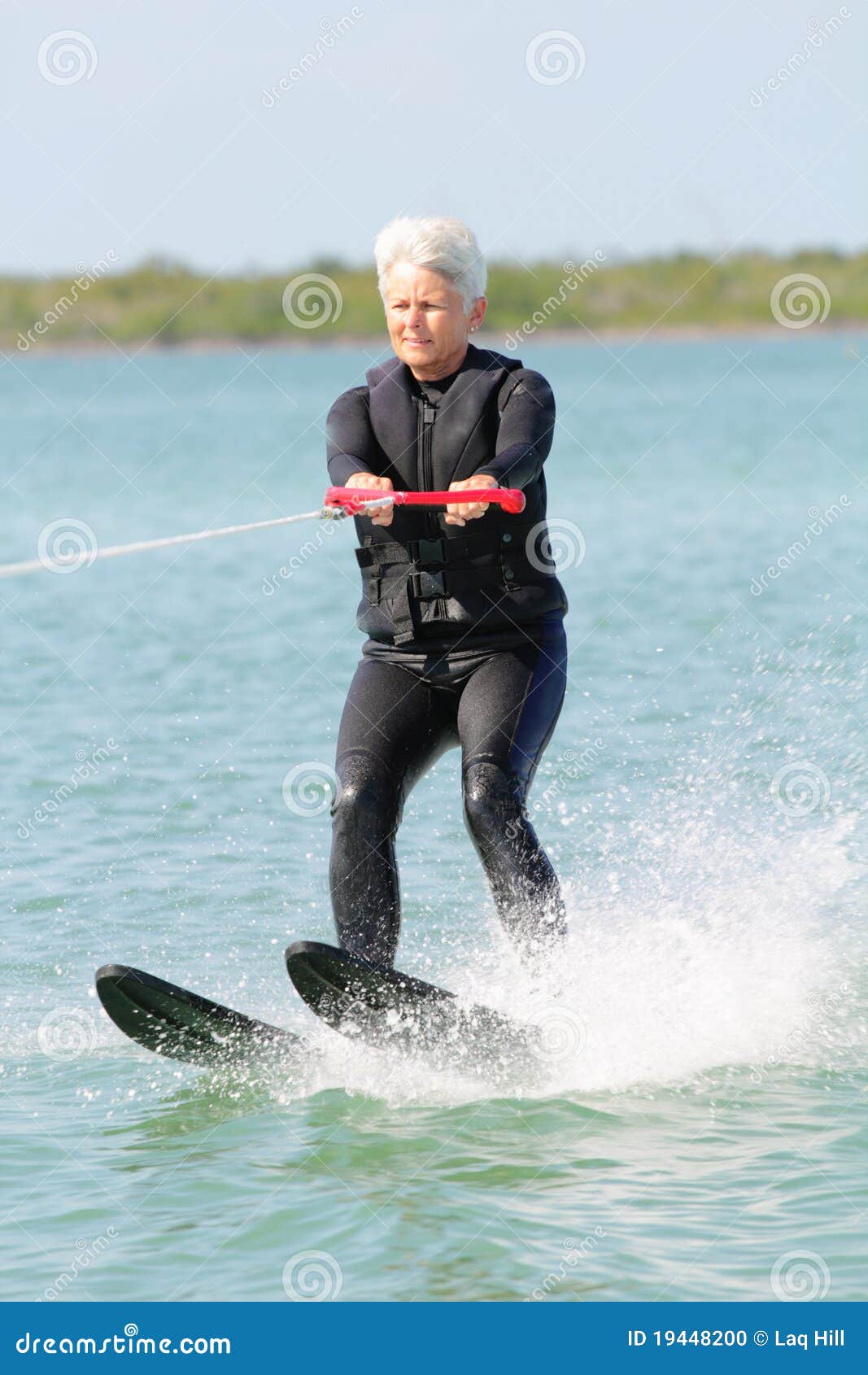 Pretty Older Lady Water Skiing Stock Photo - Image of alone ...