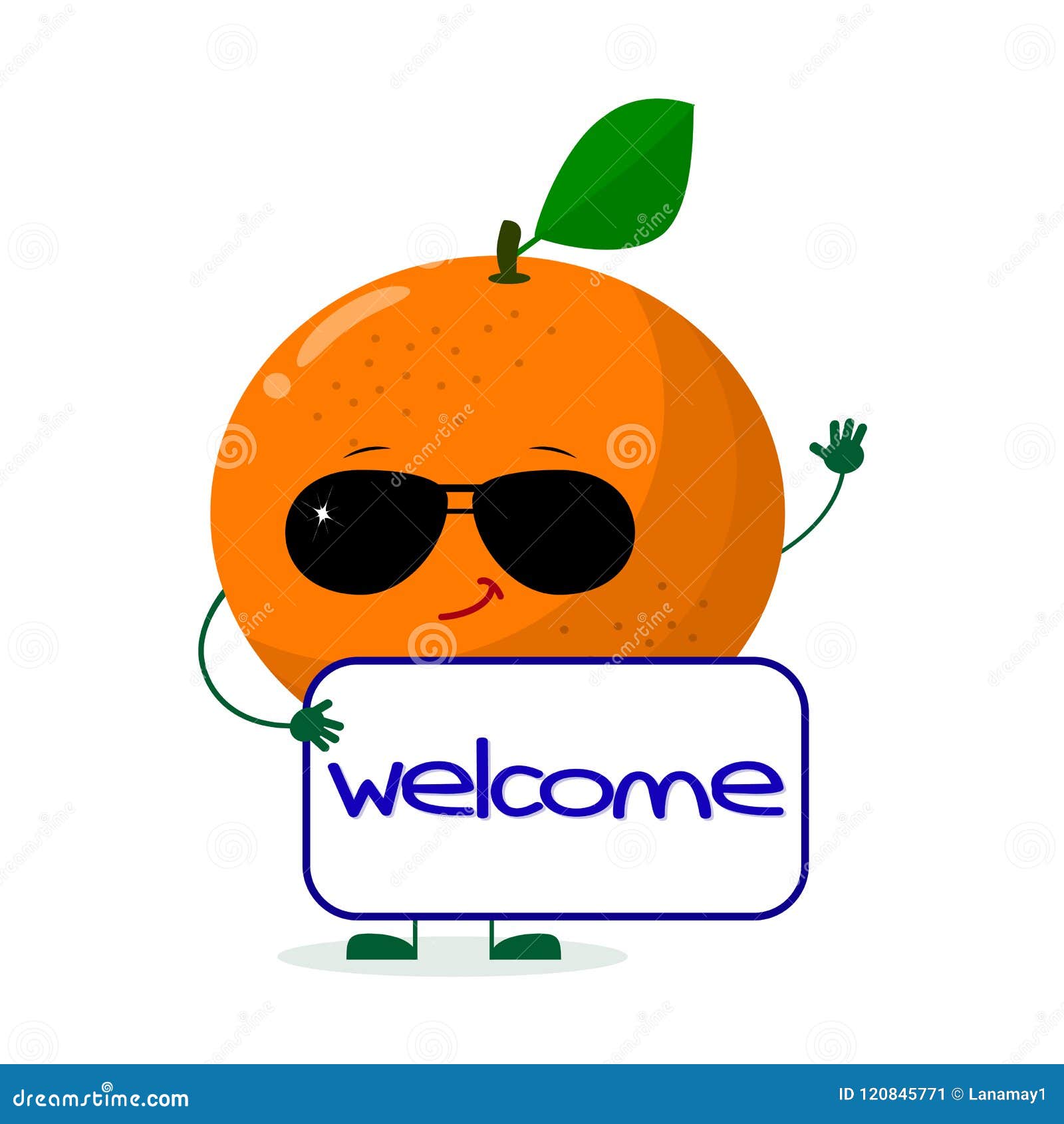 Pretty Orange Character in Sunglasses Keeps the Signboard Welcome ...