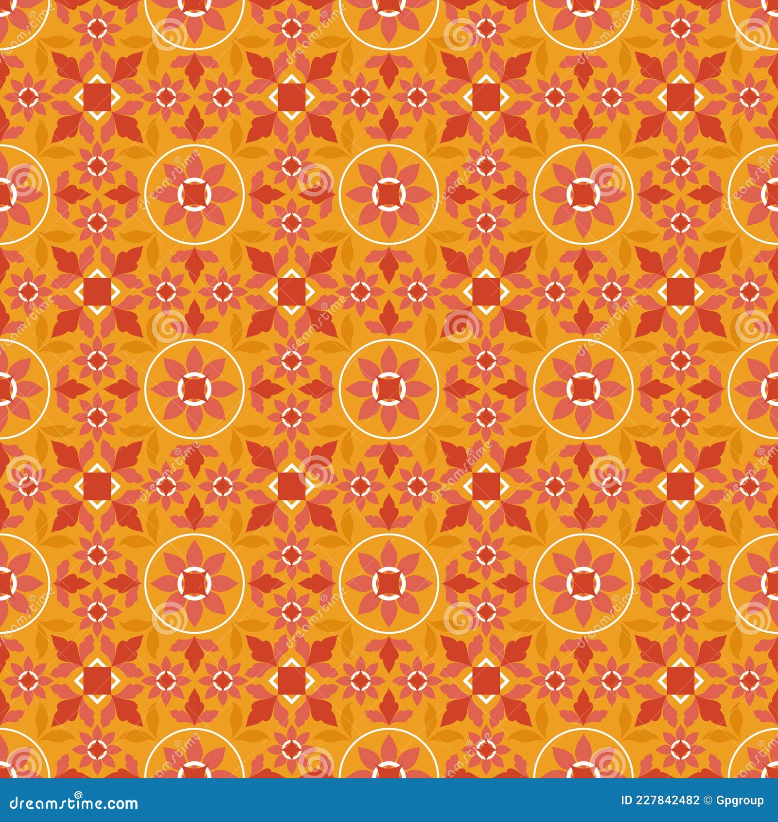 Pretty orange tiles stock vector. Illustration of pattern - 227842482