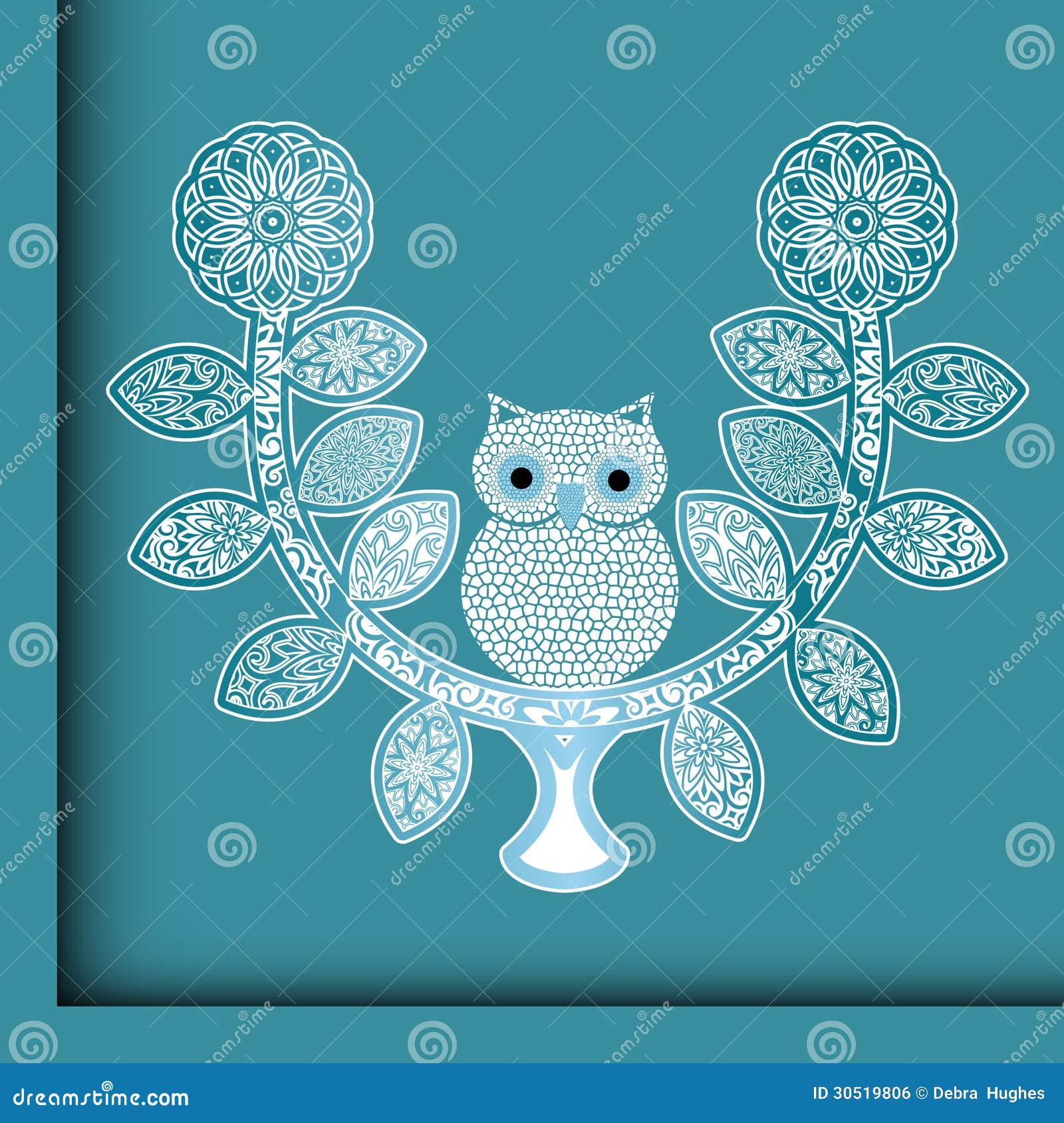 Pretty Owl on a Stylized Perch Stock Vector - Illustration of ...
