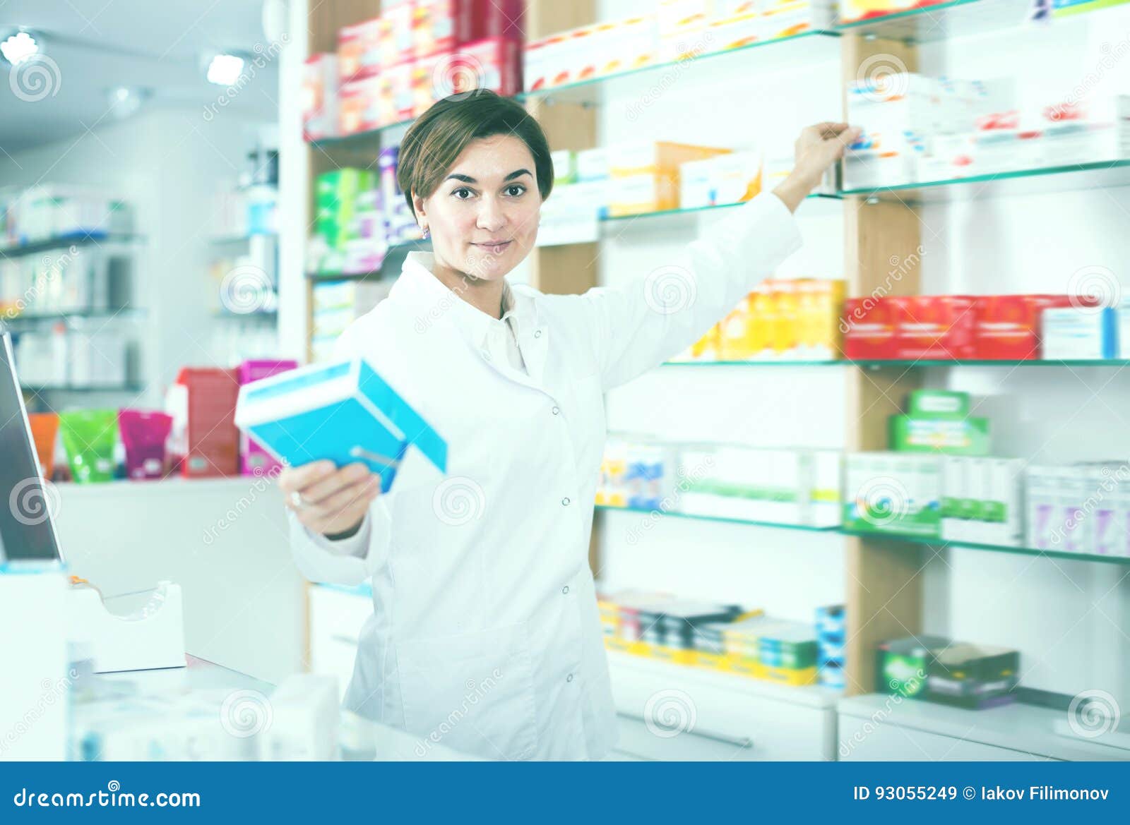Pretty Pharmacist Offering Reliable Medicine Stock Image - Image of ...