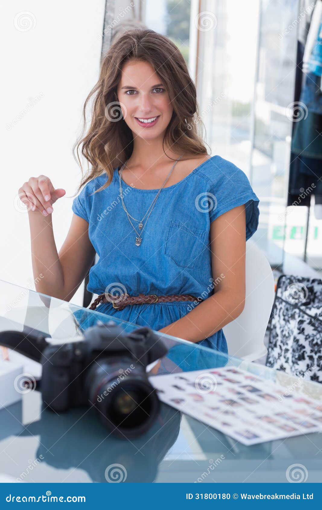 Pretty Photo Editor Sitting at Her Desk Stock Photo - Image of indoors ...
