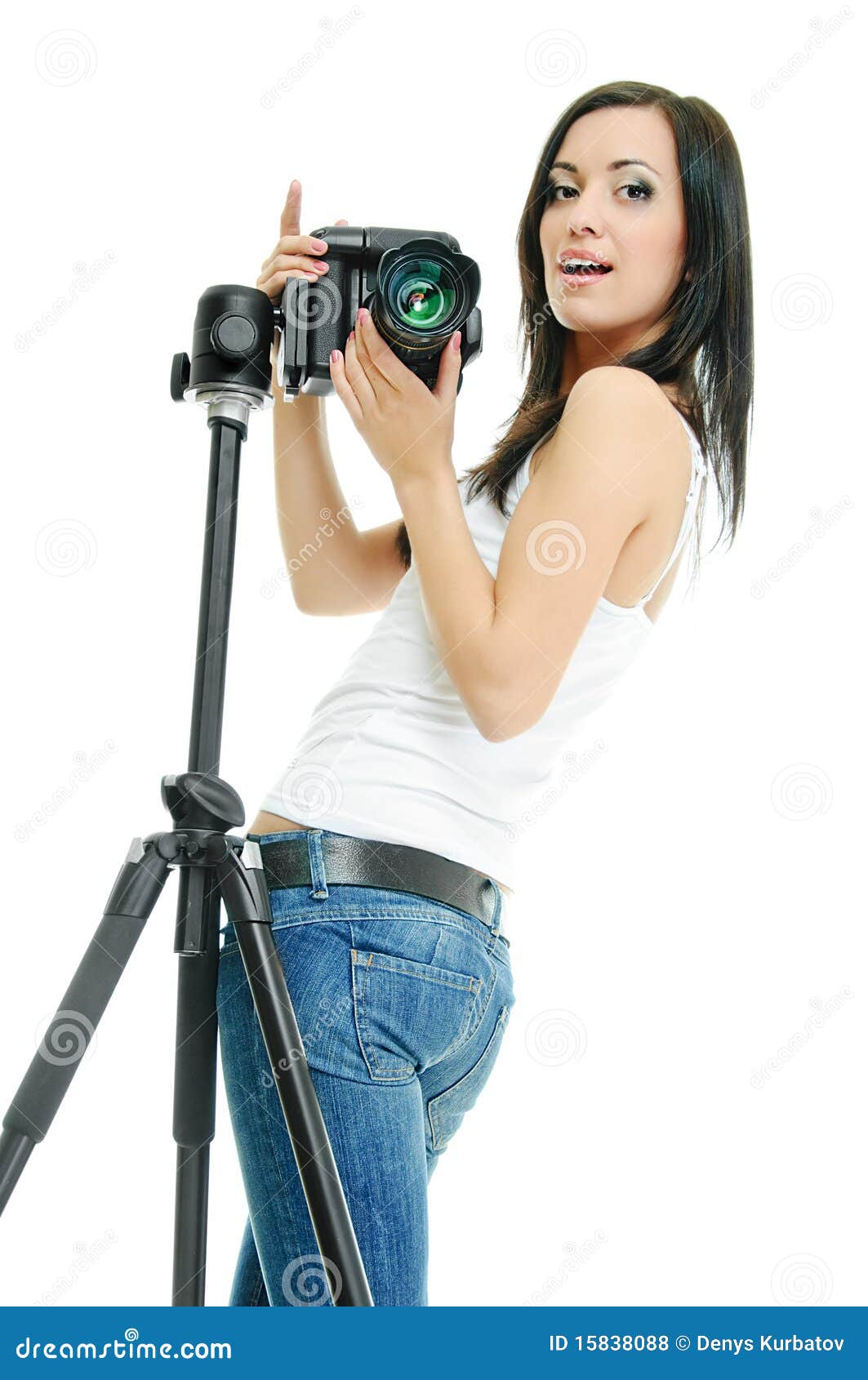 Pretty photographer stock photo. Image of fashion, hair - 15838088