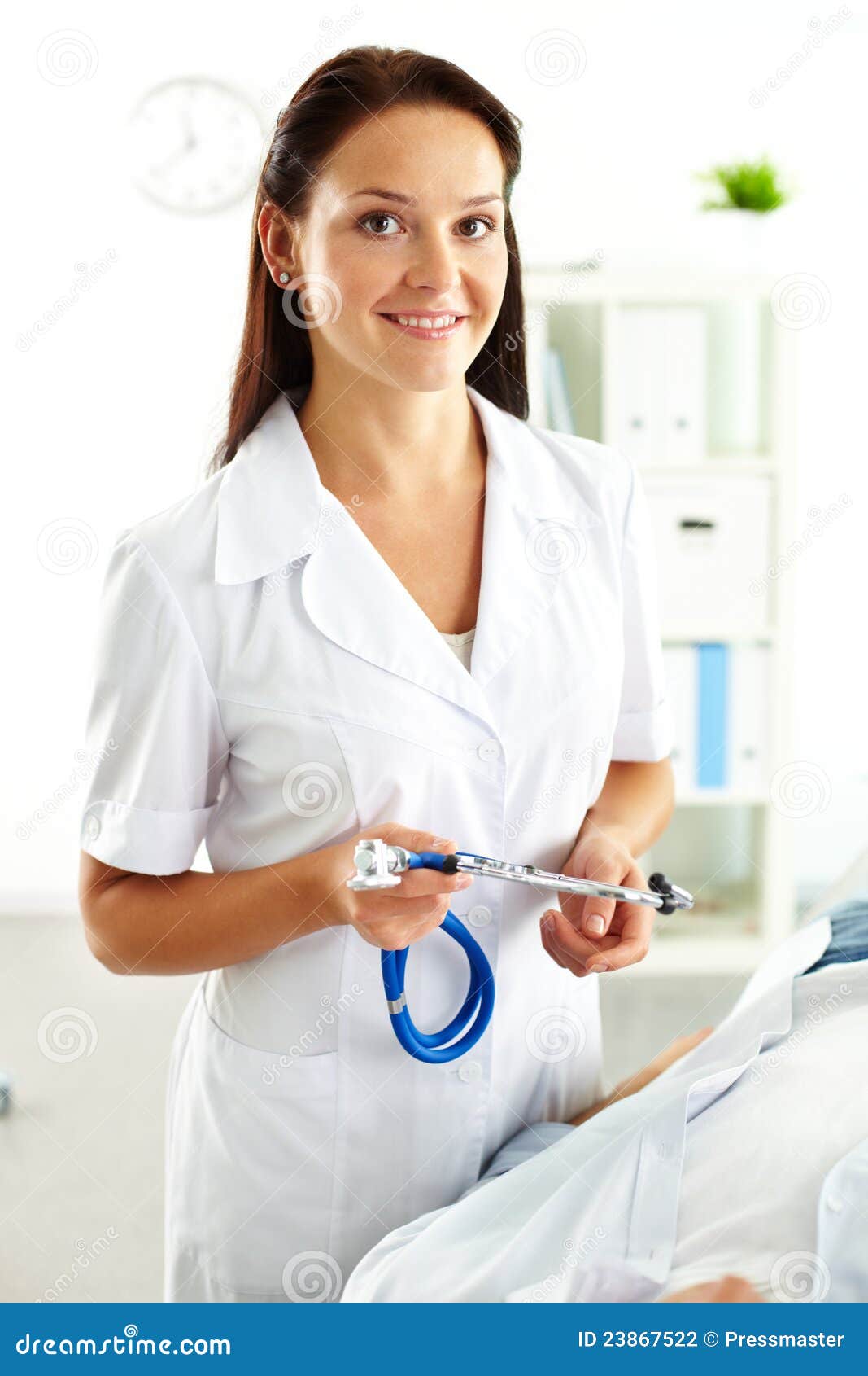 Pretty physician stock photo. Image of blue, brunette - 23867522