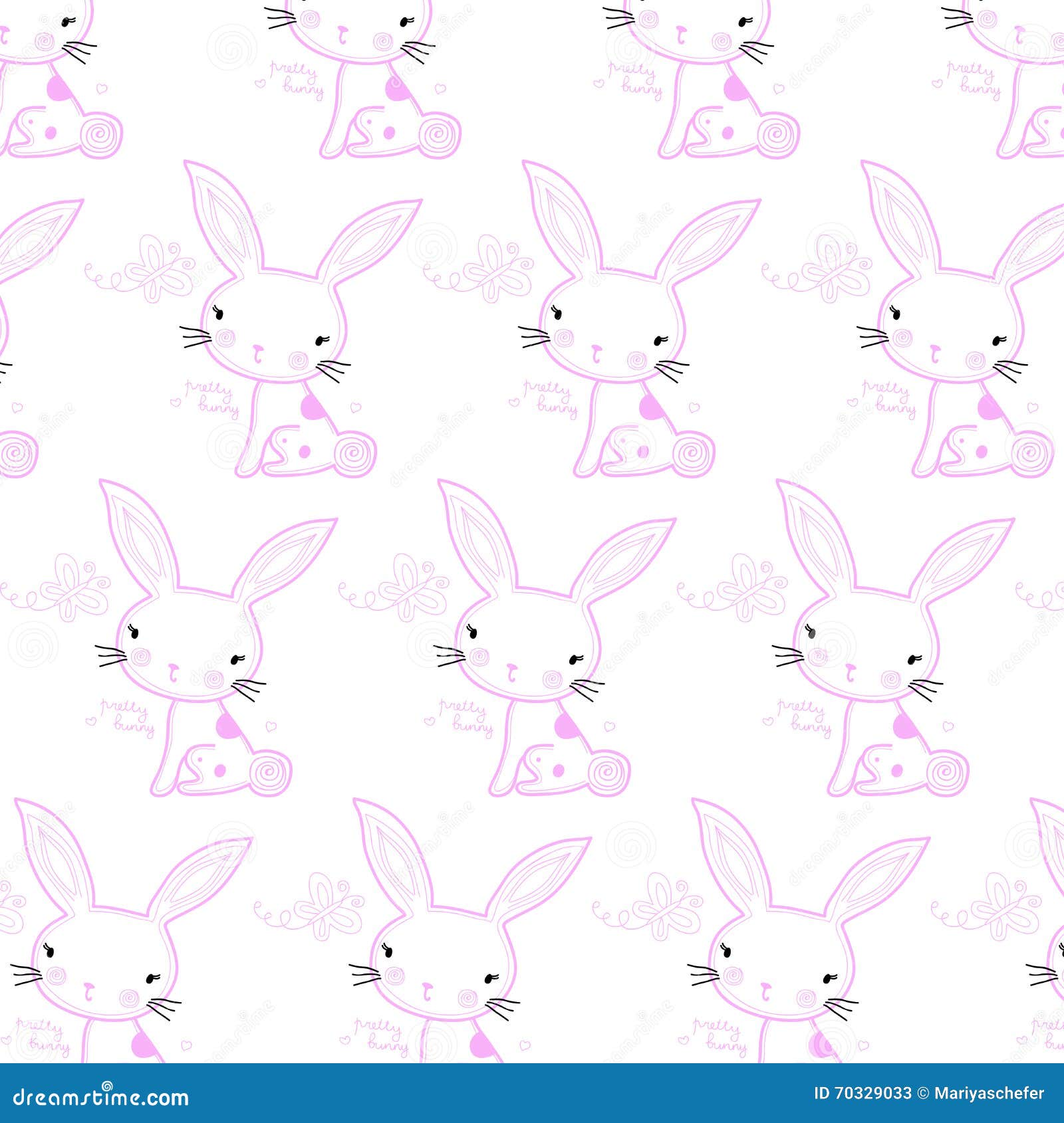 Pretty Pink Bunny on a White Background Stock Illustration ...