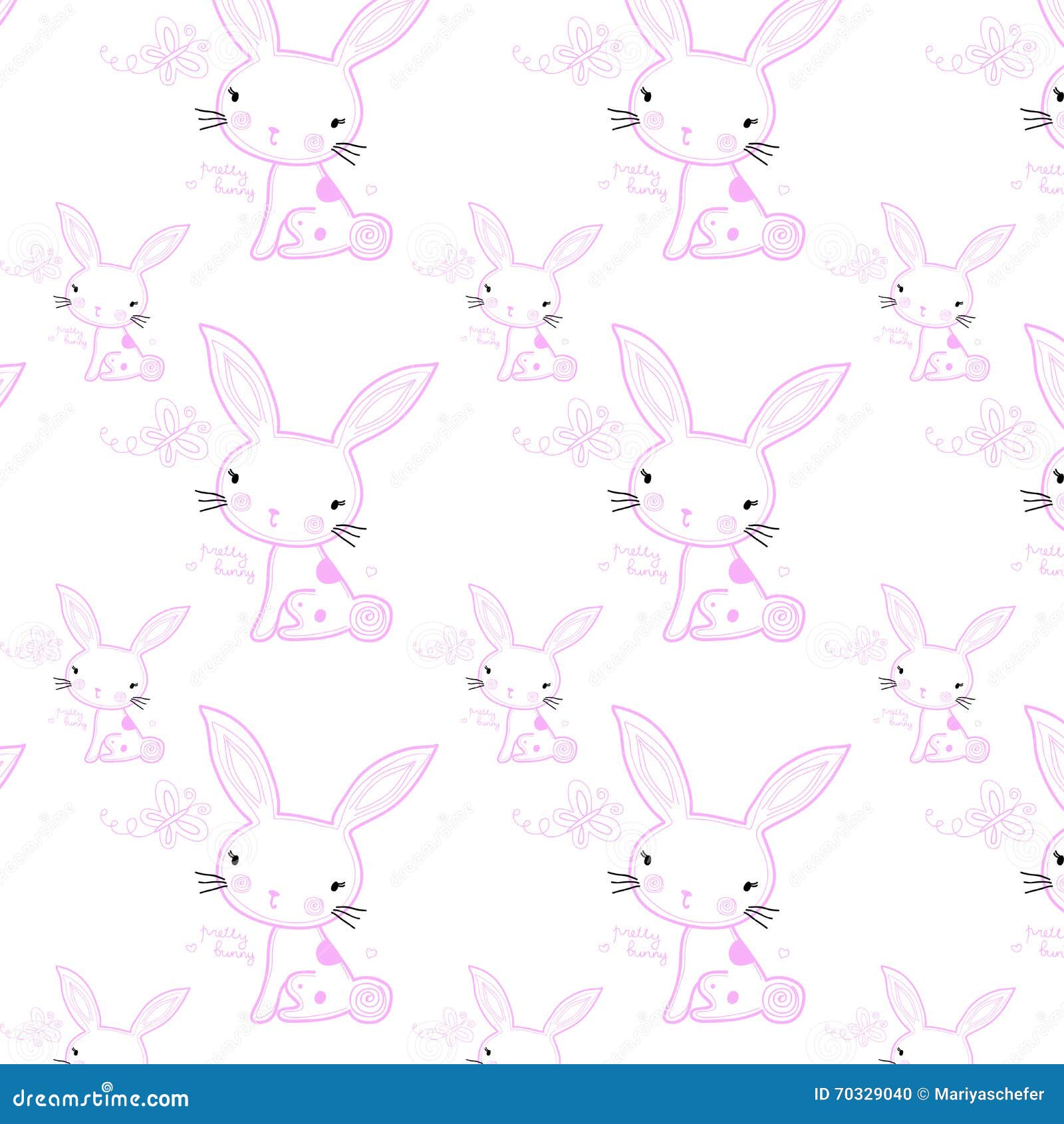 Pretty Pink Bunny on a White Background Stock Illustration ...