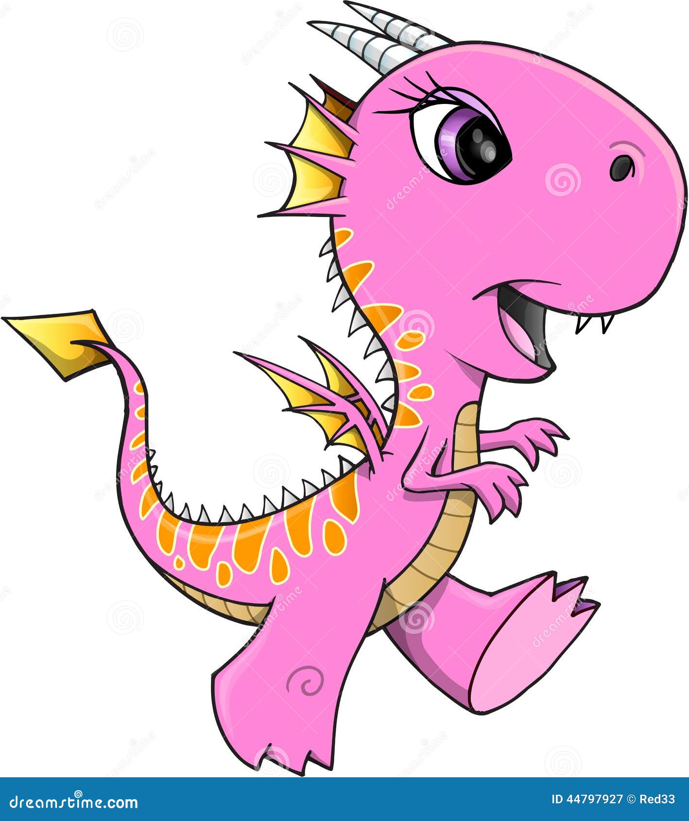 Pretty Pink Dragon stock vector. Illustration of reptile - 44797927