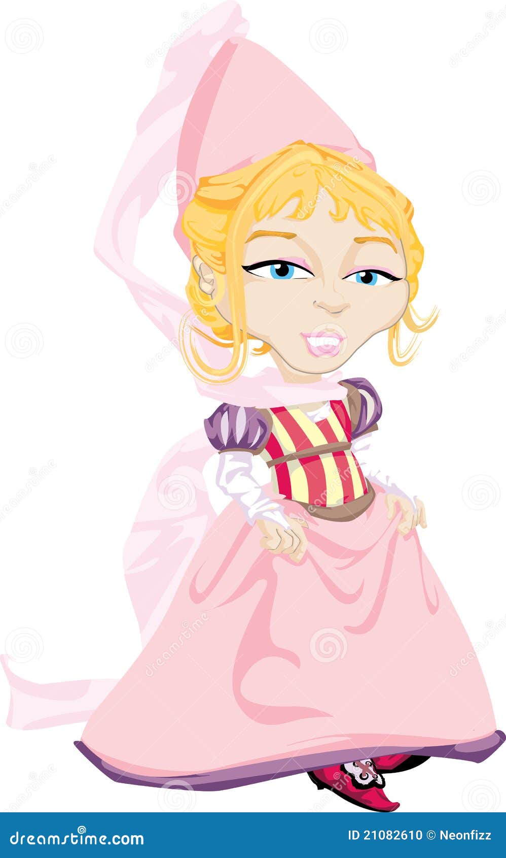 Pretty Pink Medieval Princess Stock Illustration - Illustration of ...