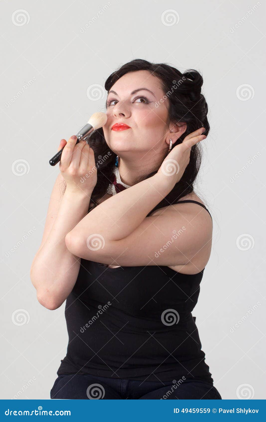 Pretty plus size brunette stock image. Image of face - 49459559