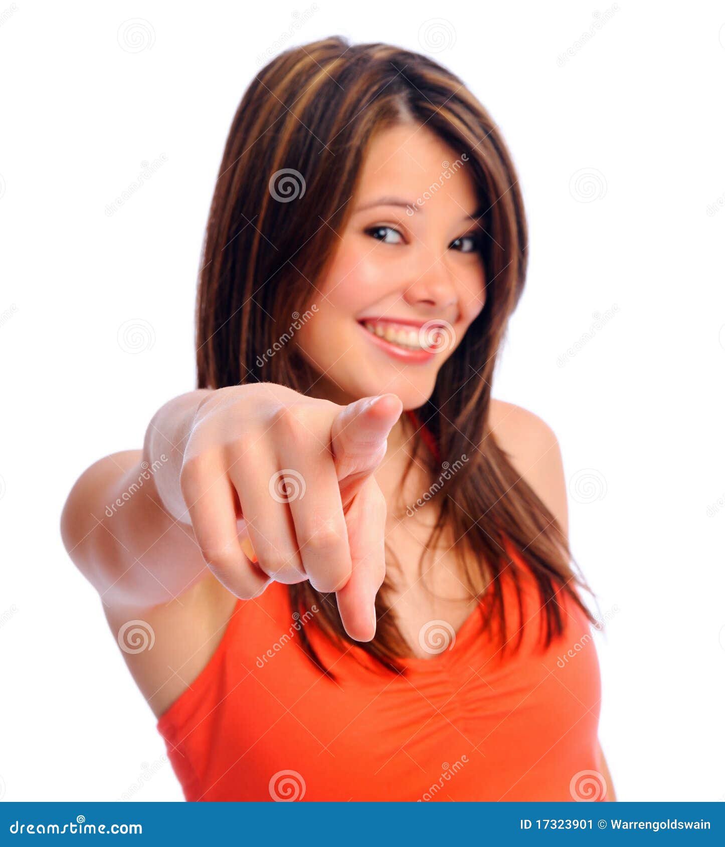 Pretty pointing woman stock image. Image of smiling, posing - 17323901