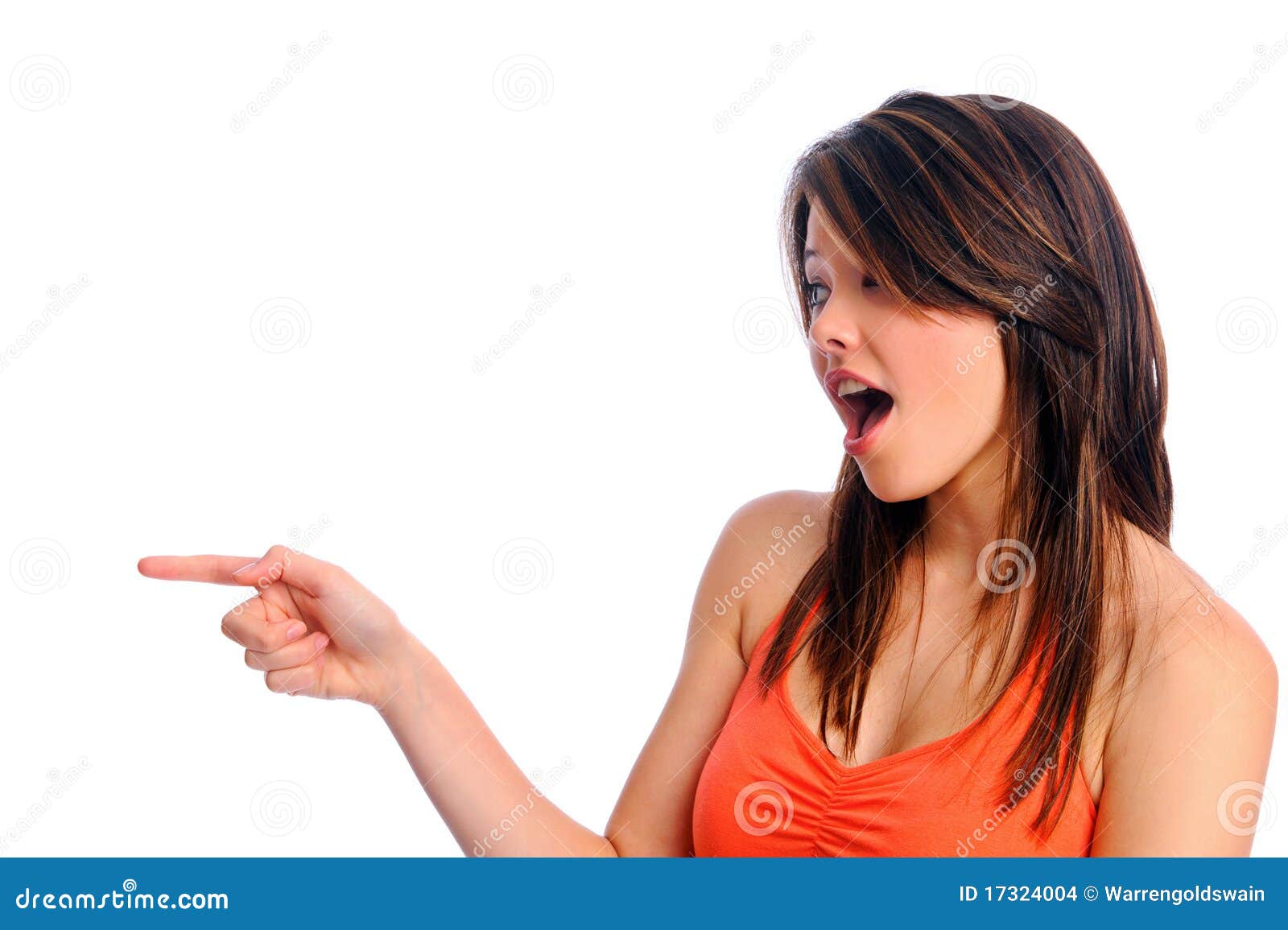 Pretty pointing woman stock photo. Image of gasp, attractive - 17324004