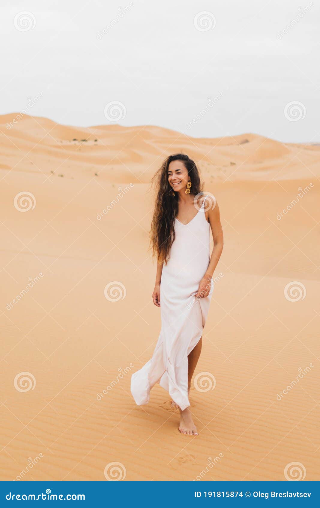Pretty Portrait of Happy Smiling Young Woman in Sand Dunes of Sahara ... Pretty Portrait of Happy Smiling Young Woman in Sand Dunes of Sahara ...