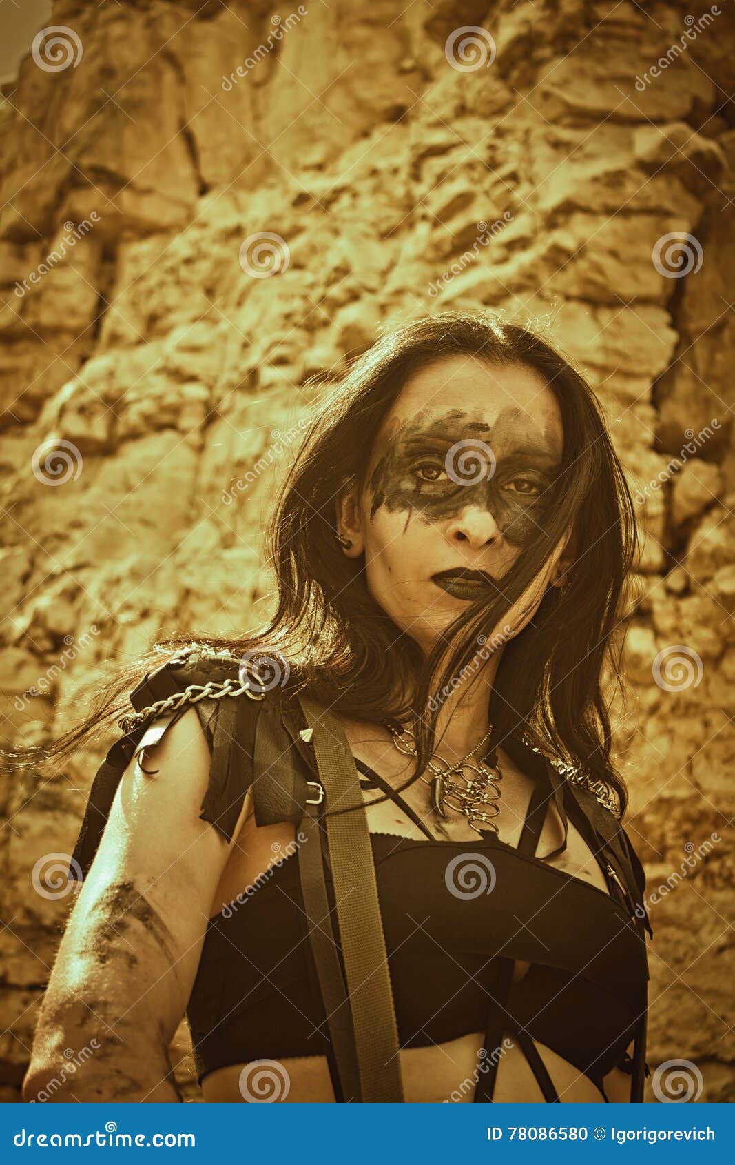 Pretty Post-apocalyptic Raider Stock Photo - Image of makeup, dramatic ...