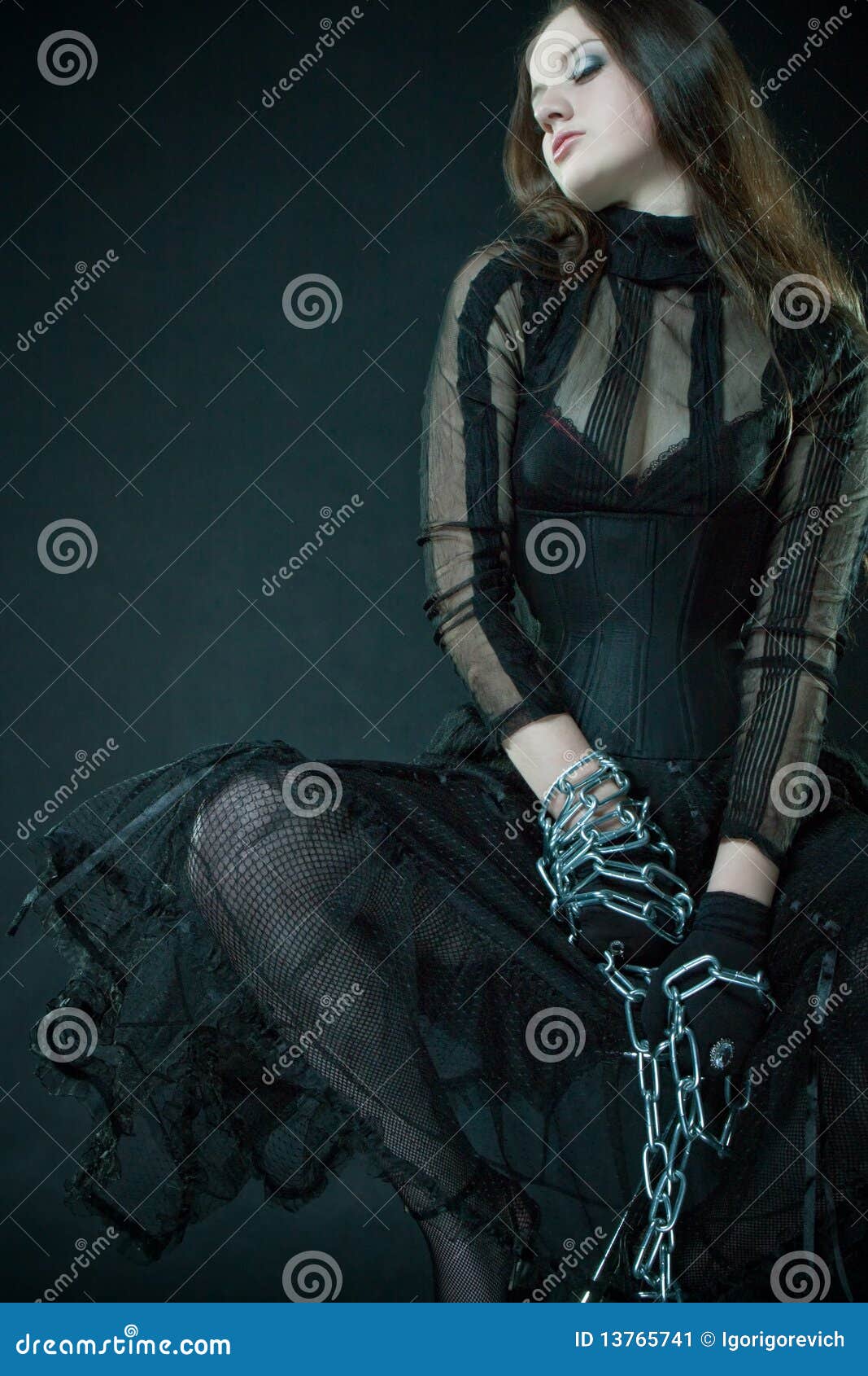 Pretty Prisoner Bounded by Chains Stock Image - Image of freedom, cute ...