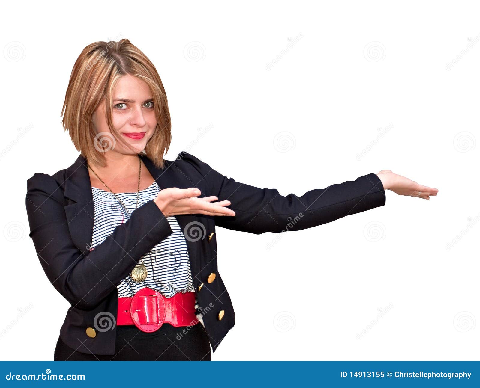 Pretty Professional Blond Woman Presenting Stock Image - Image of copy ...