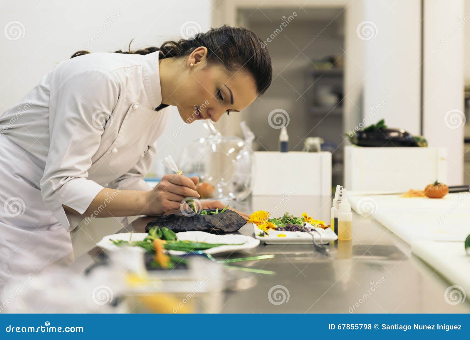 Pretty Professional Chef Cooking. Stock Photo - Image of caucasian ...