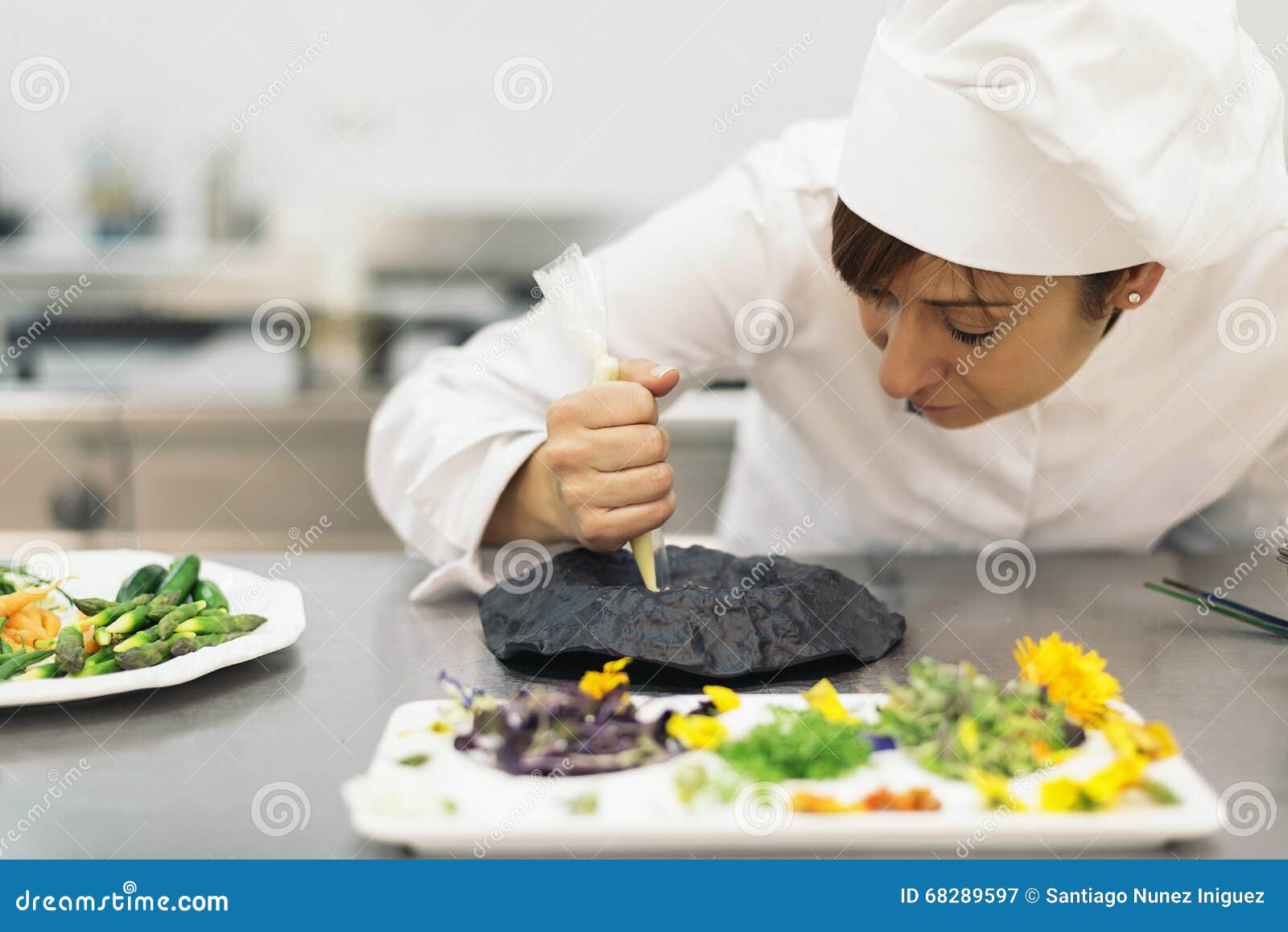 Pretty Professional Chef Cooking. Stock Image - Image of kitchen ...