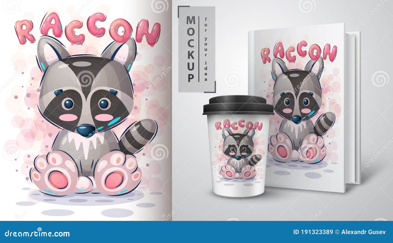 Pretty Raccoon Poster and Merchandising. Stock Vector - Illustration of ...