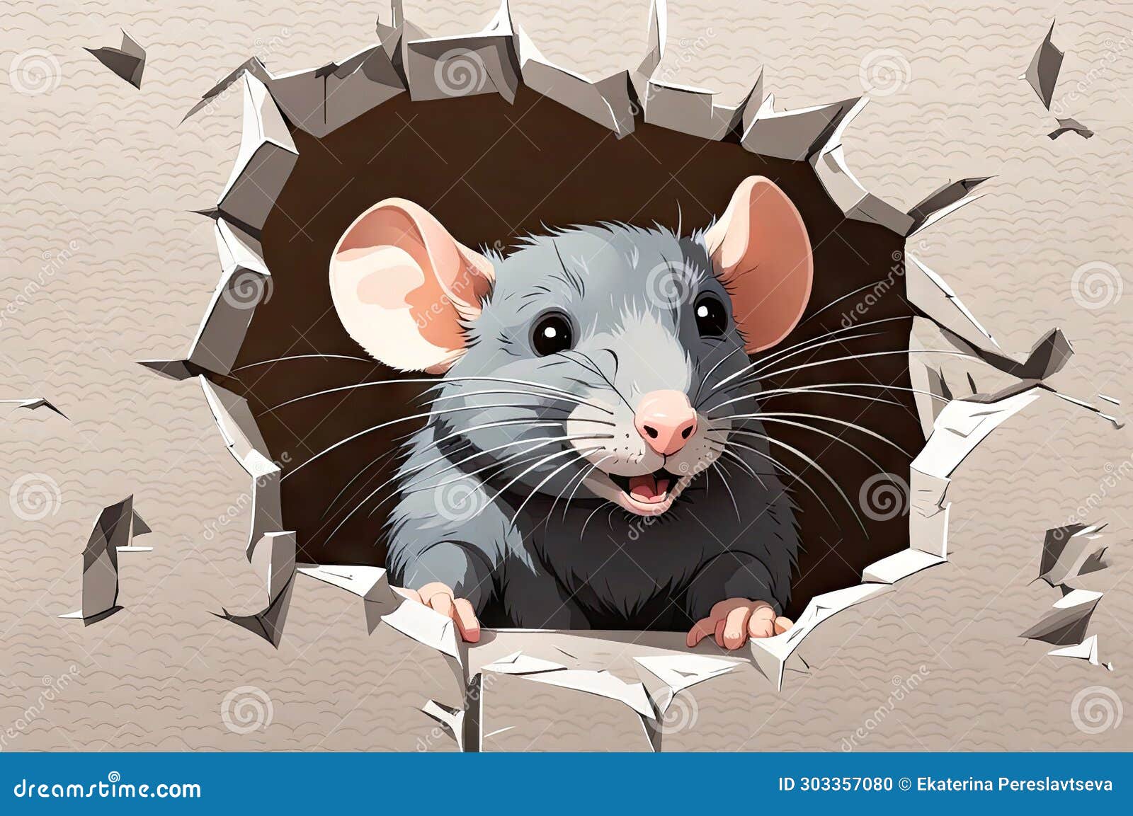 Pretty Rat in Climbing Throught the Wall Hole. Stock Photo - Image of ...