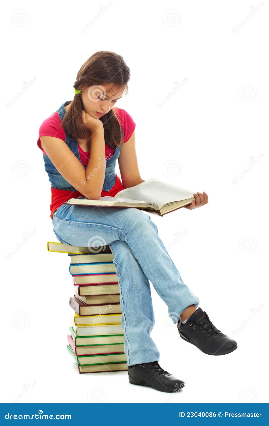Pretty reader stock photo. Image of person, college, isolated - 23040086