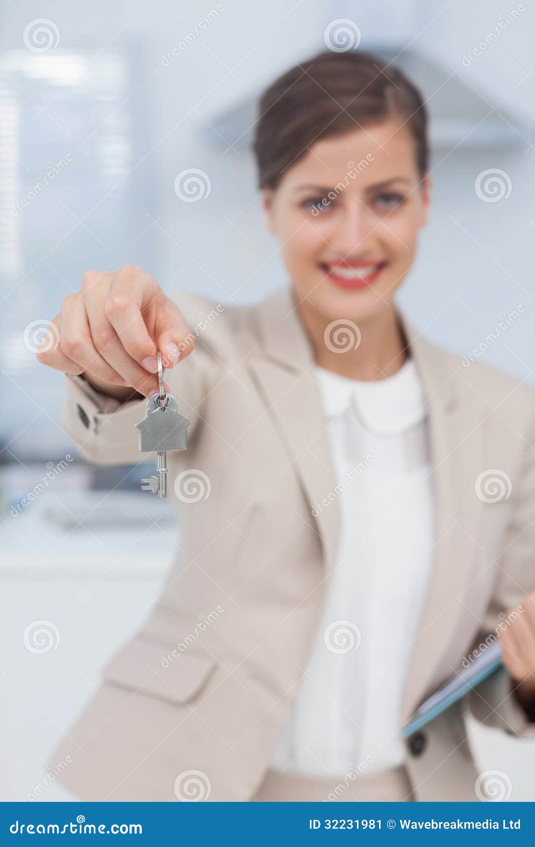 Pretty Real Estate Agent Offering House Key Stock Image - Image of ...