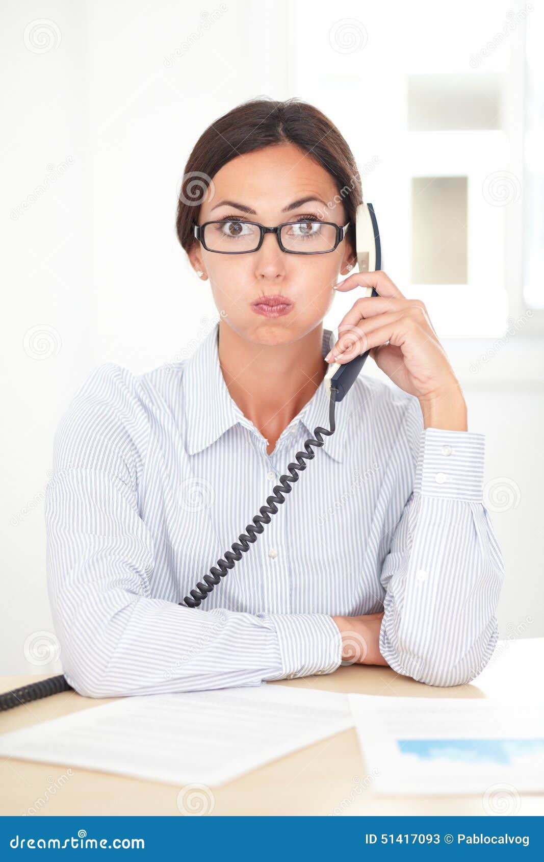 Pretty Receptionist Calling on the Phone Stock Image - Image of calling ...