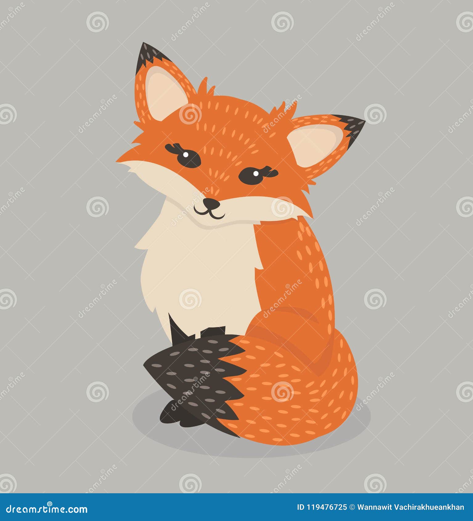 Pretty Red Fox Sitting Illustration Stock Vector - Illustration of ...