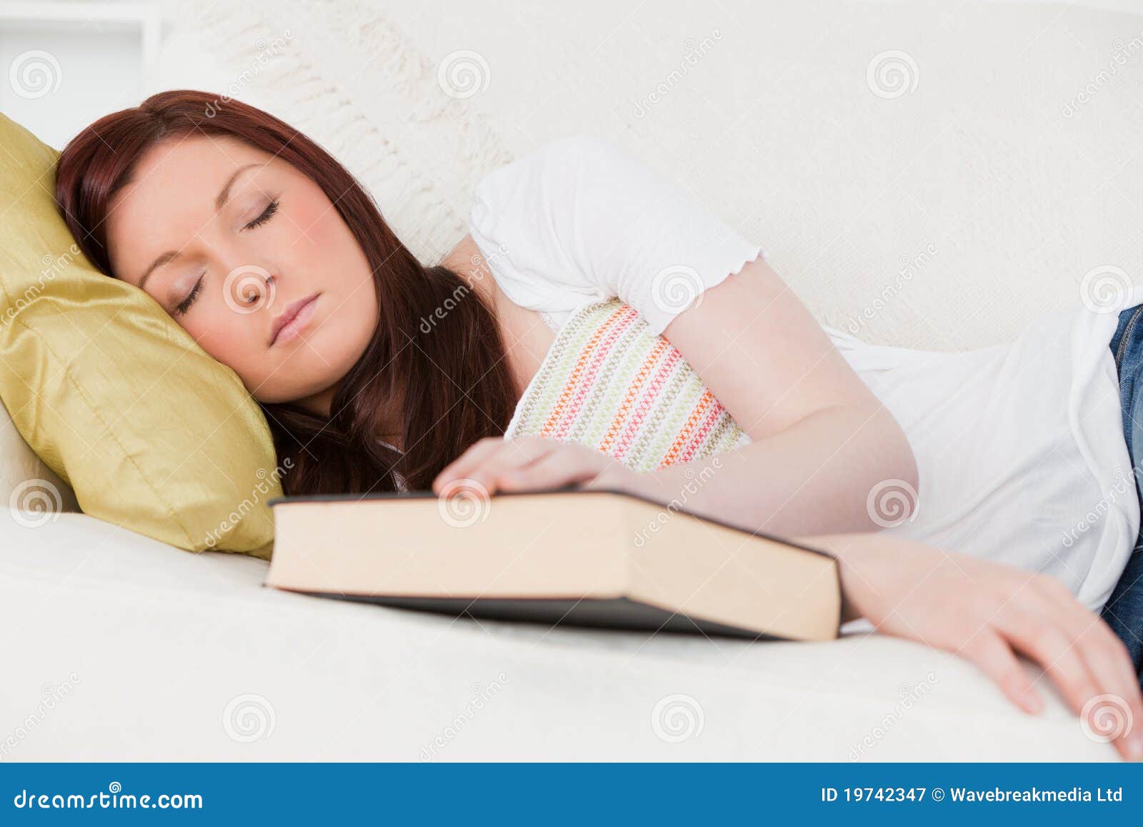 Pretty Red-haired Girl Having Rest while Studying Stock Image - Image ...