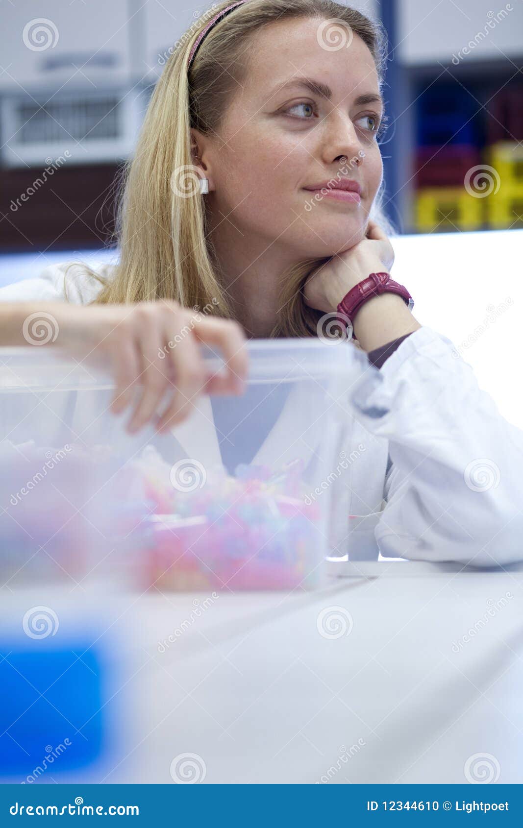 Pretty researcher in a lab stock photo. Image of copy - 12344610