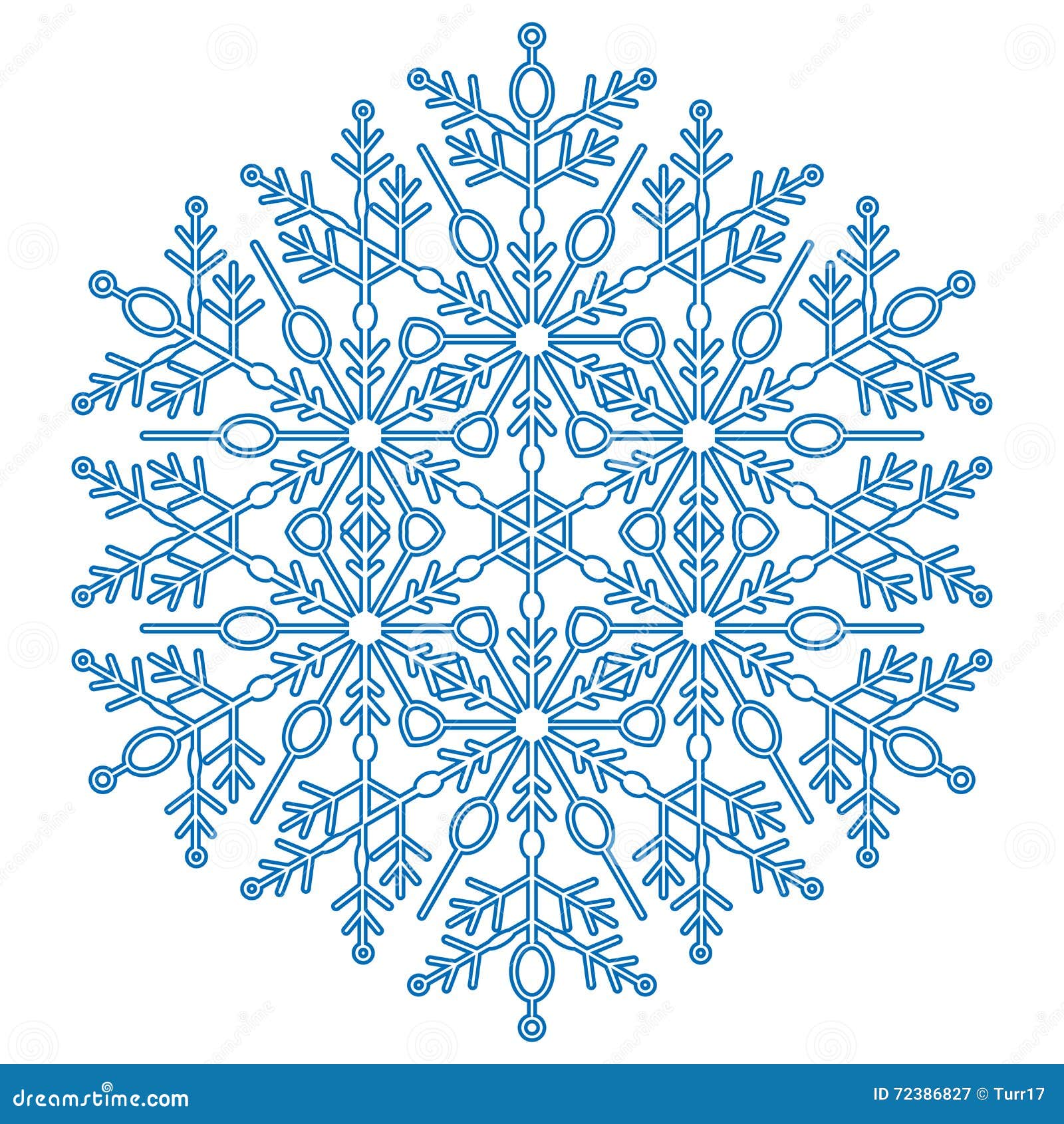 Pretty Round Snowflake stock illustration. Illustration of decoration ...