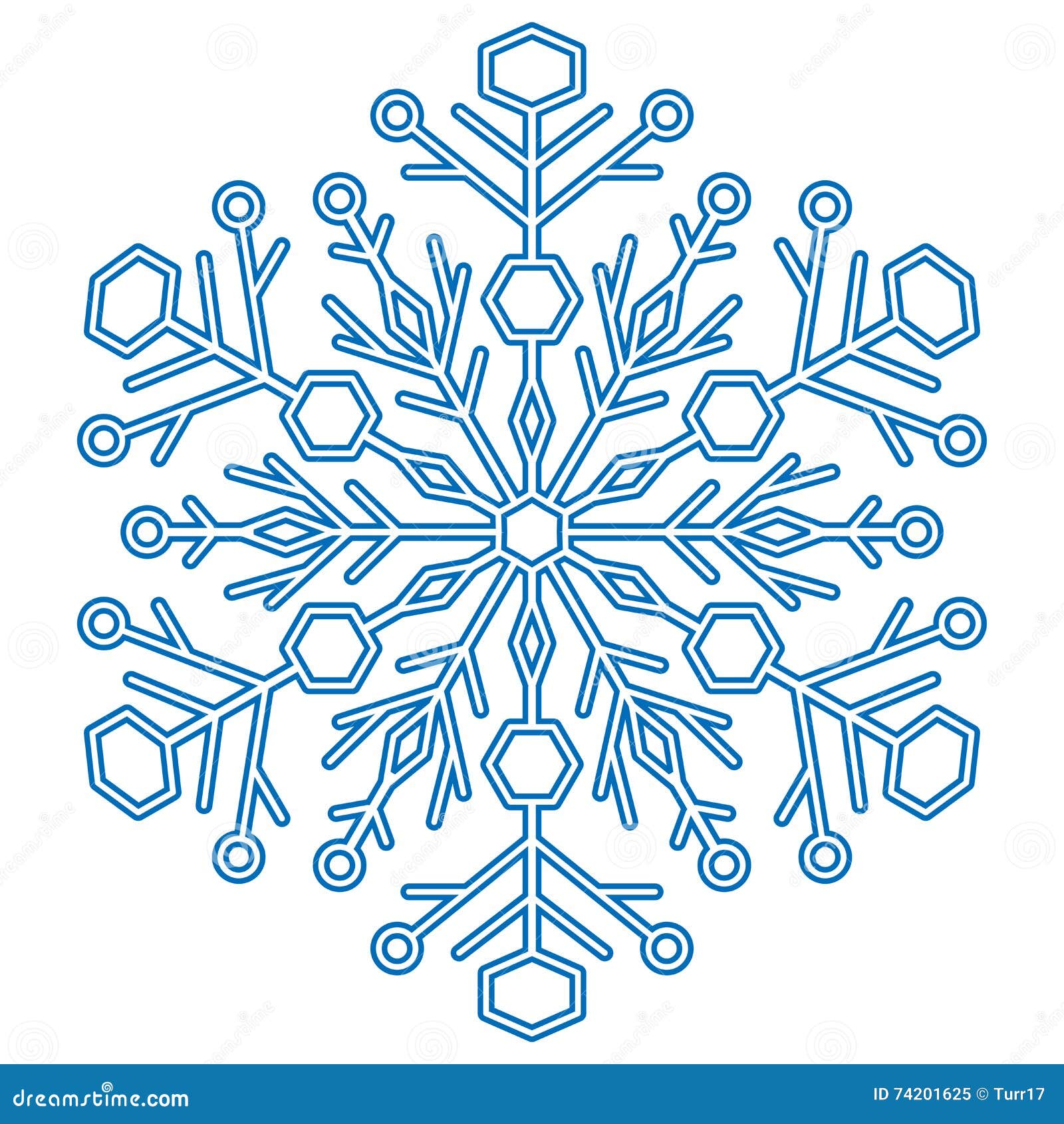 Pretty Round Snowflake stock illustration. Illustration of color - 74201625