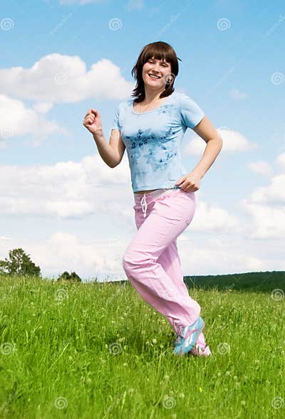 Pretty running girl stock image. Image of body, beautiful - 5998211
