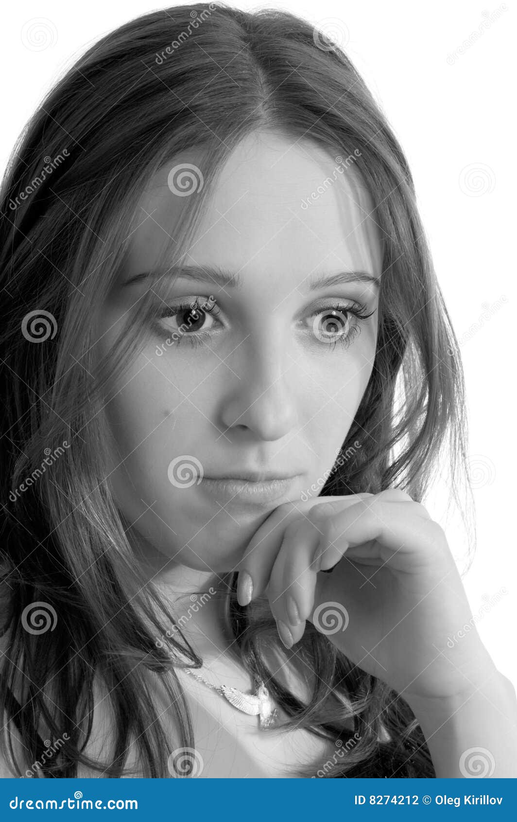 Pretty Sad Girl in Grayscale Stock Photo - Image of fashion, face: 8274212