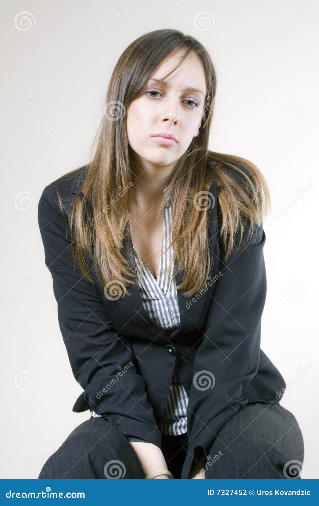 Pretty Sad Young Woman, Thinking Stock Photo - Image of hands, fashion ...