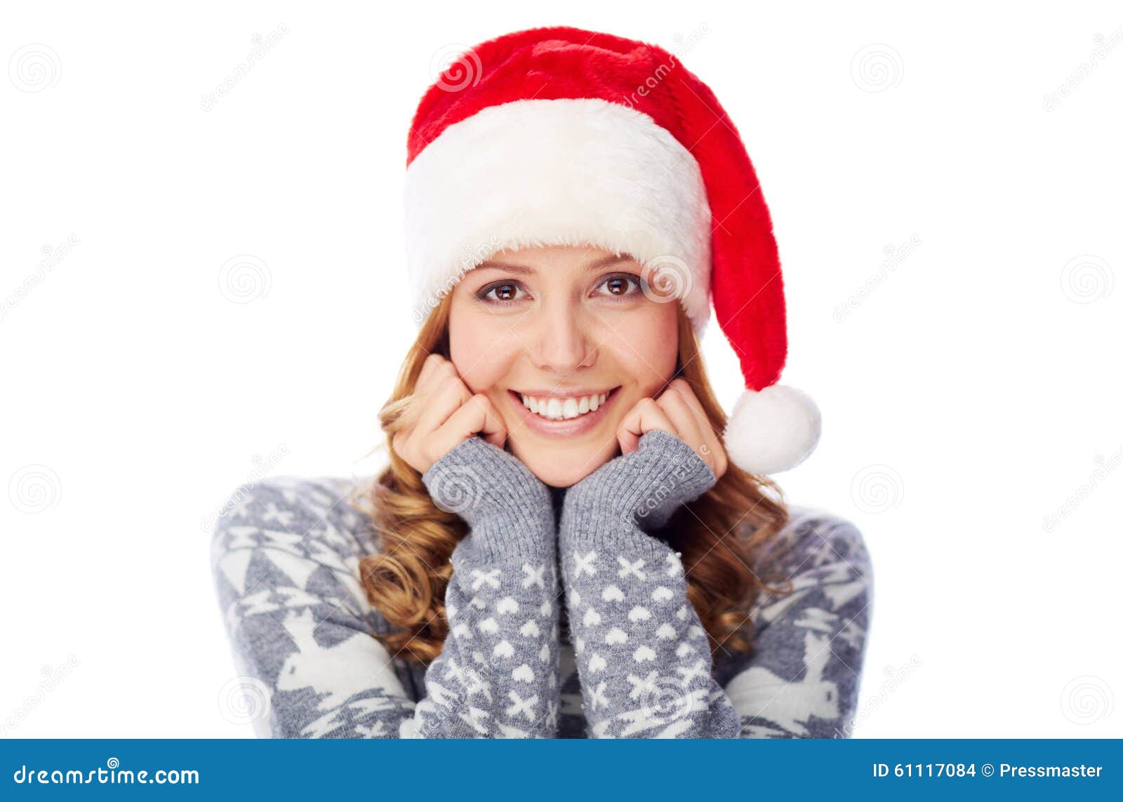 Pretty Santa stock photo. Image of portrait, young, people - 61117084