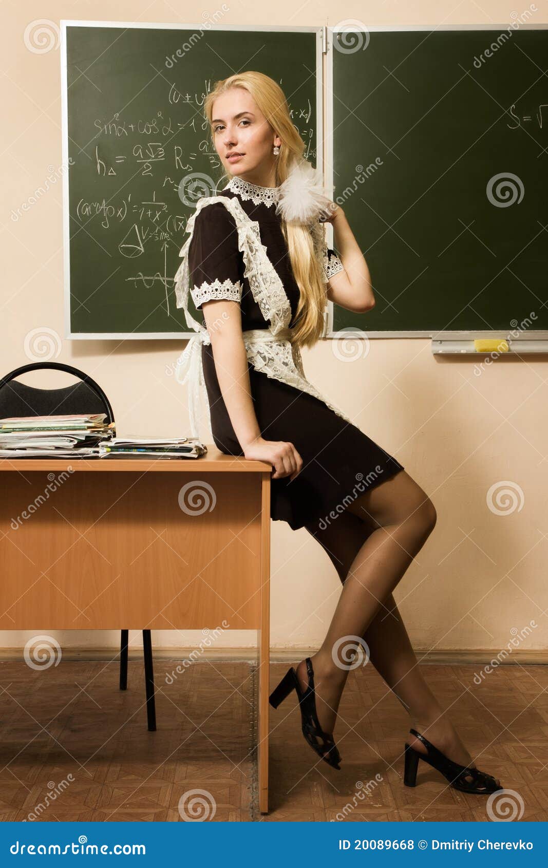 Pretty School Girl in a Classroom Stock Photo - Image of portrait ...
