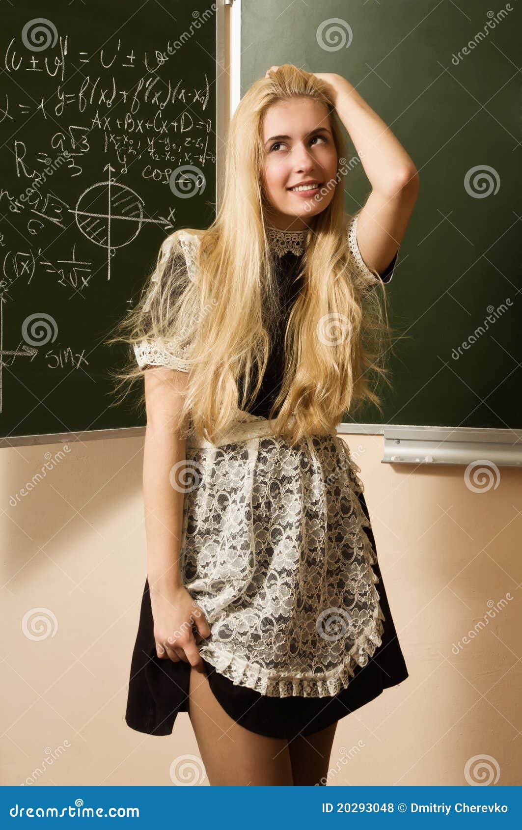 Pretty School Girl on Math Classes Stock Photo - Image of person ...