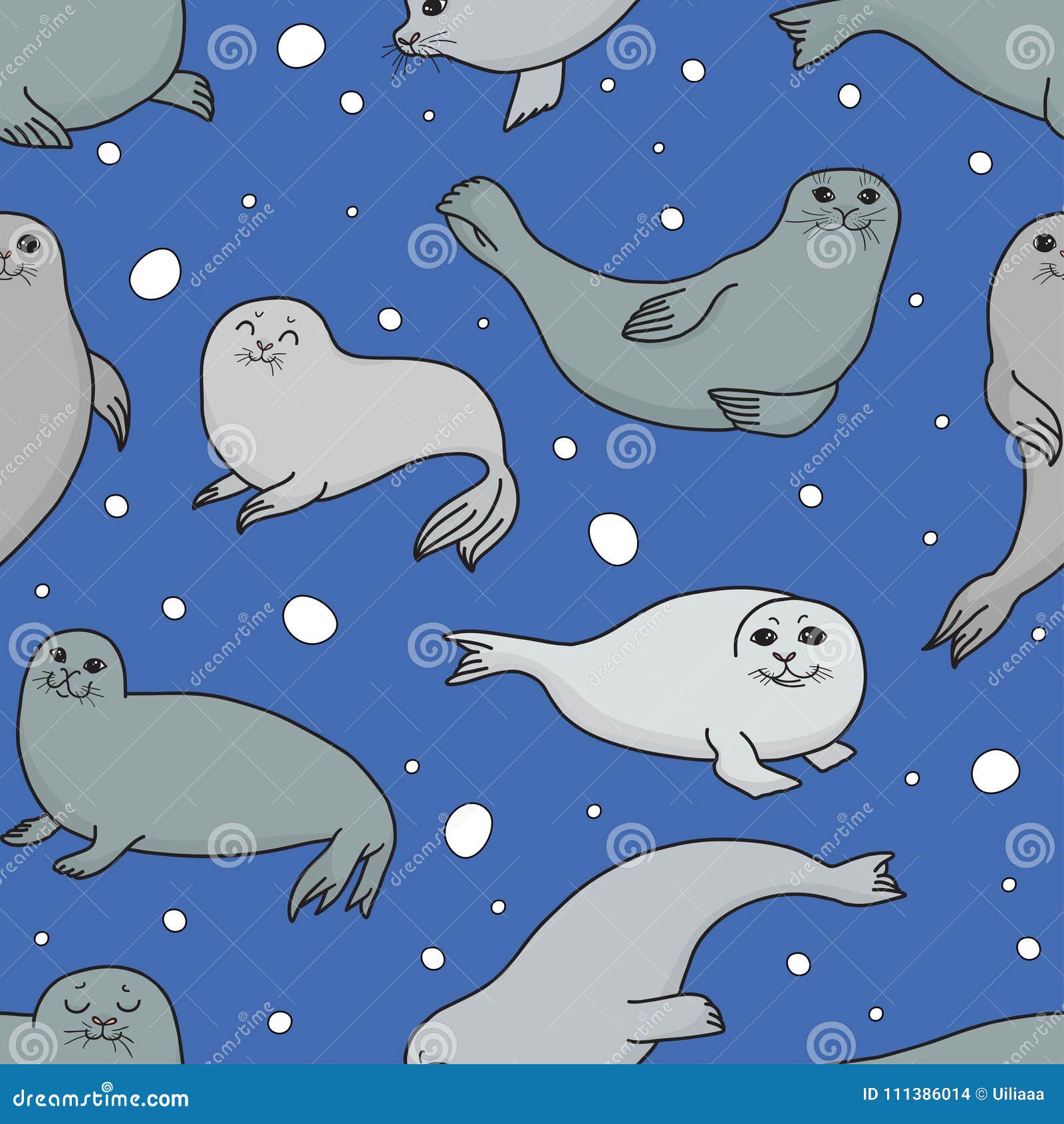 Pretty Seals Isolated On White. Vector Set Of Marine Mammal ...