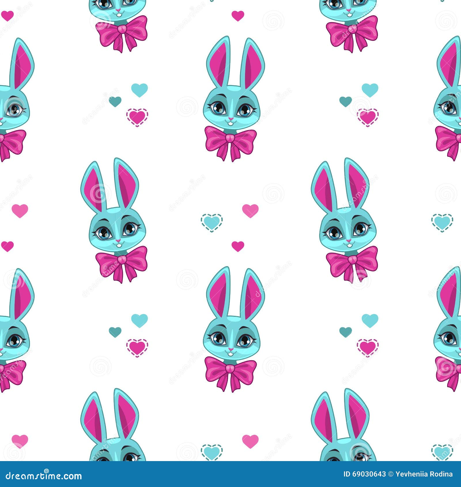 Pretty Seamless Pattern with Cute Bunny Stock Vector - Illustration of ...